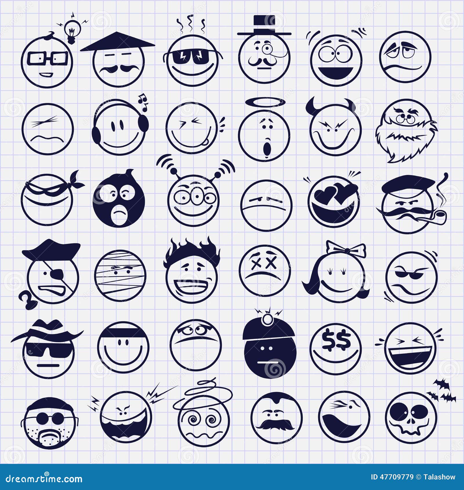 Set of emoticons stock vector. Illustration of happiness - 47709779