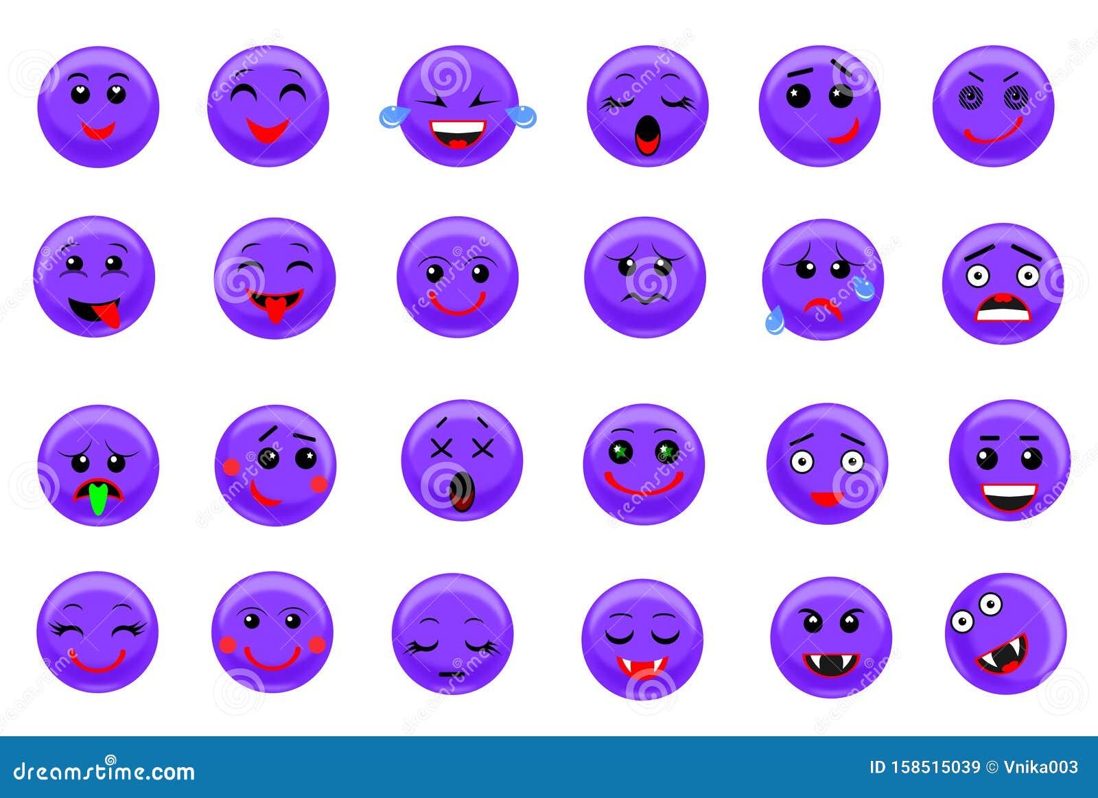 Set of Emoticons. Violet Faces Stock Image - Illustration of faces ...