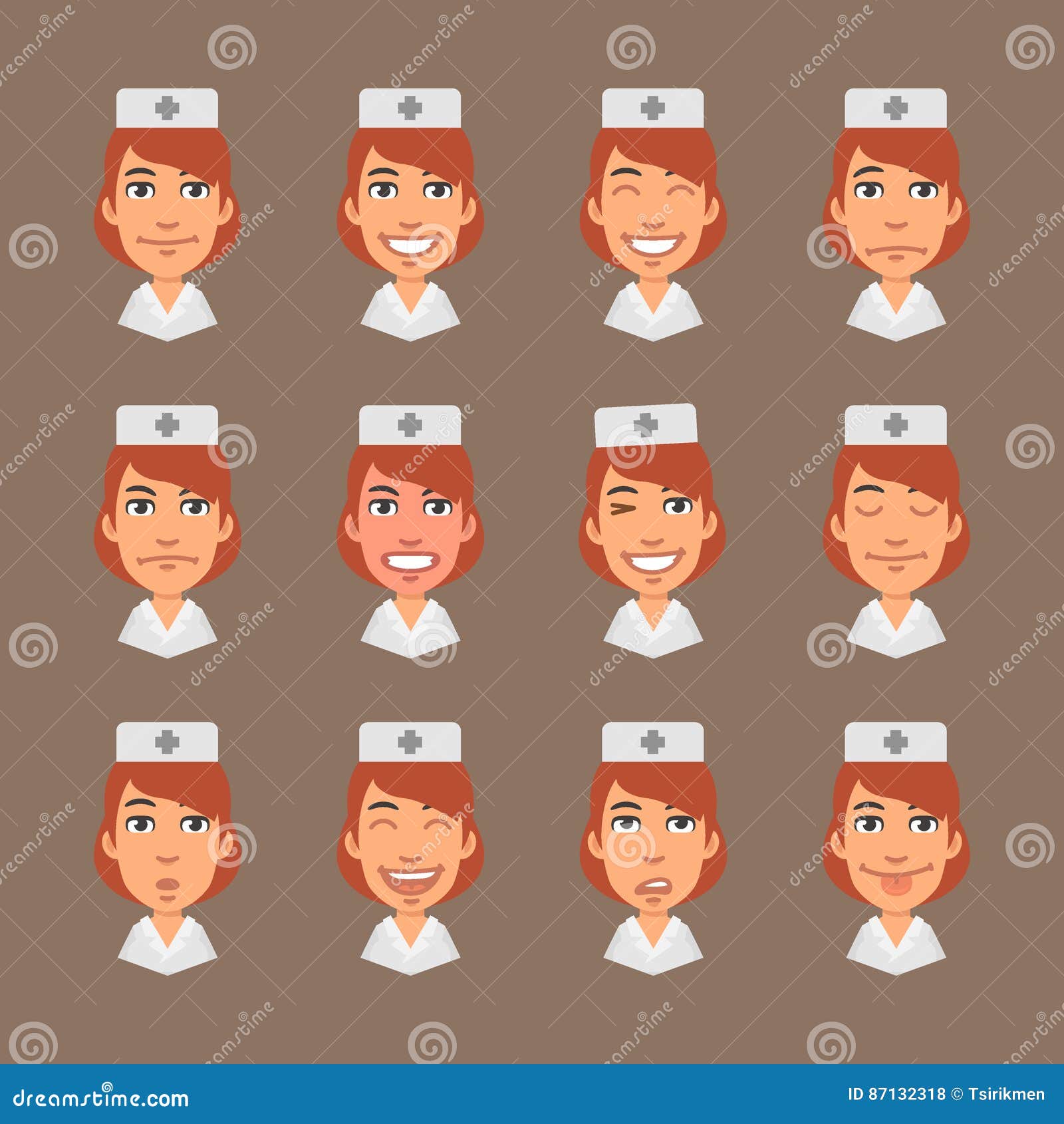 Set Emotions Nurse stock vector. Illustration of expression - 87132318