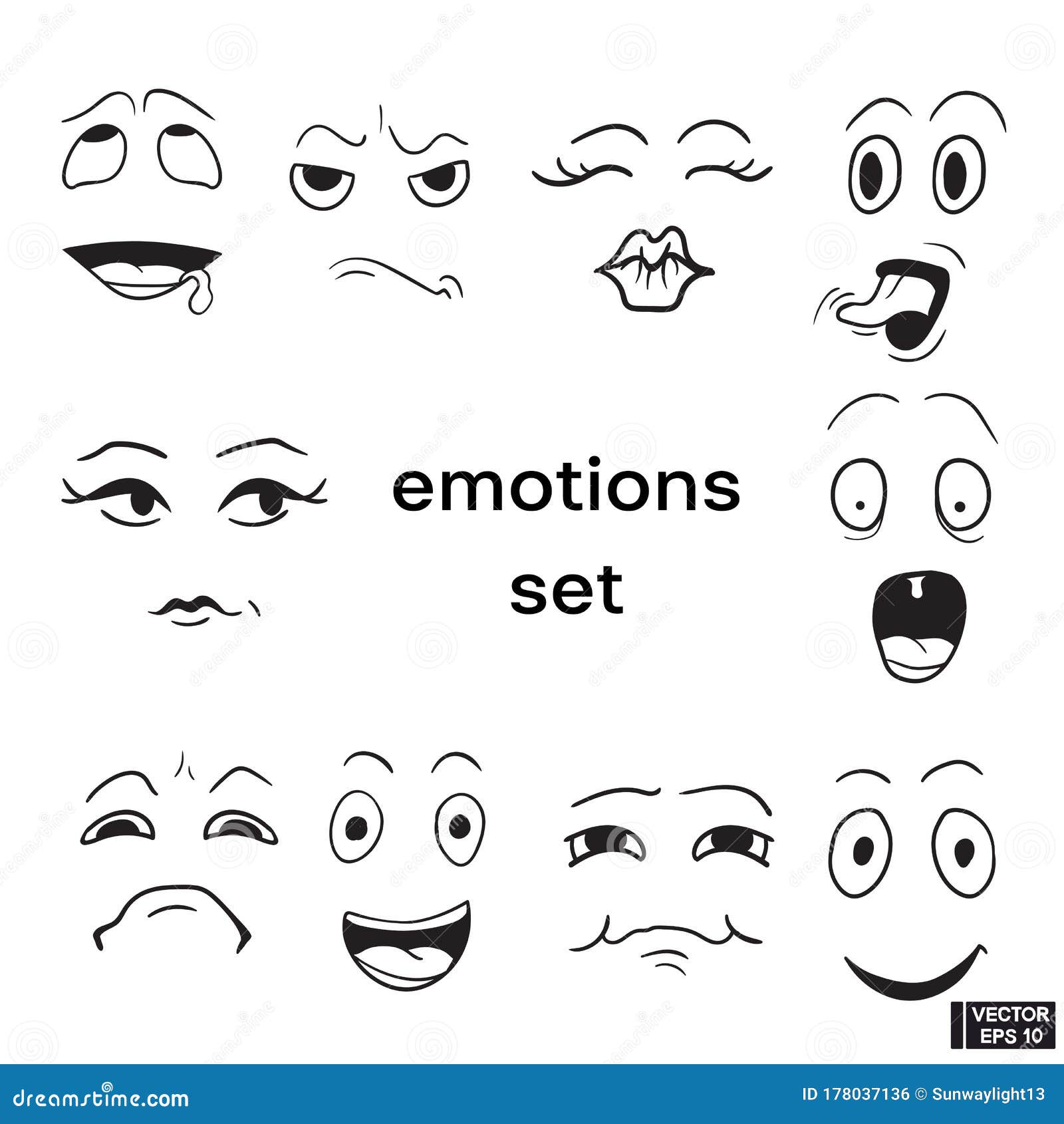 Set of emotions stock illustration. Illustration of facial - 178037136