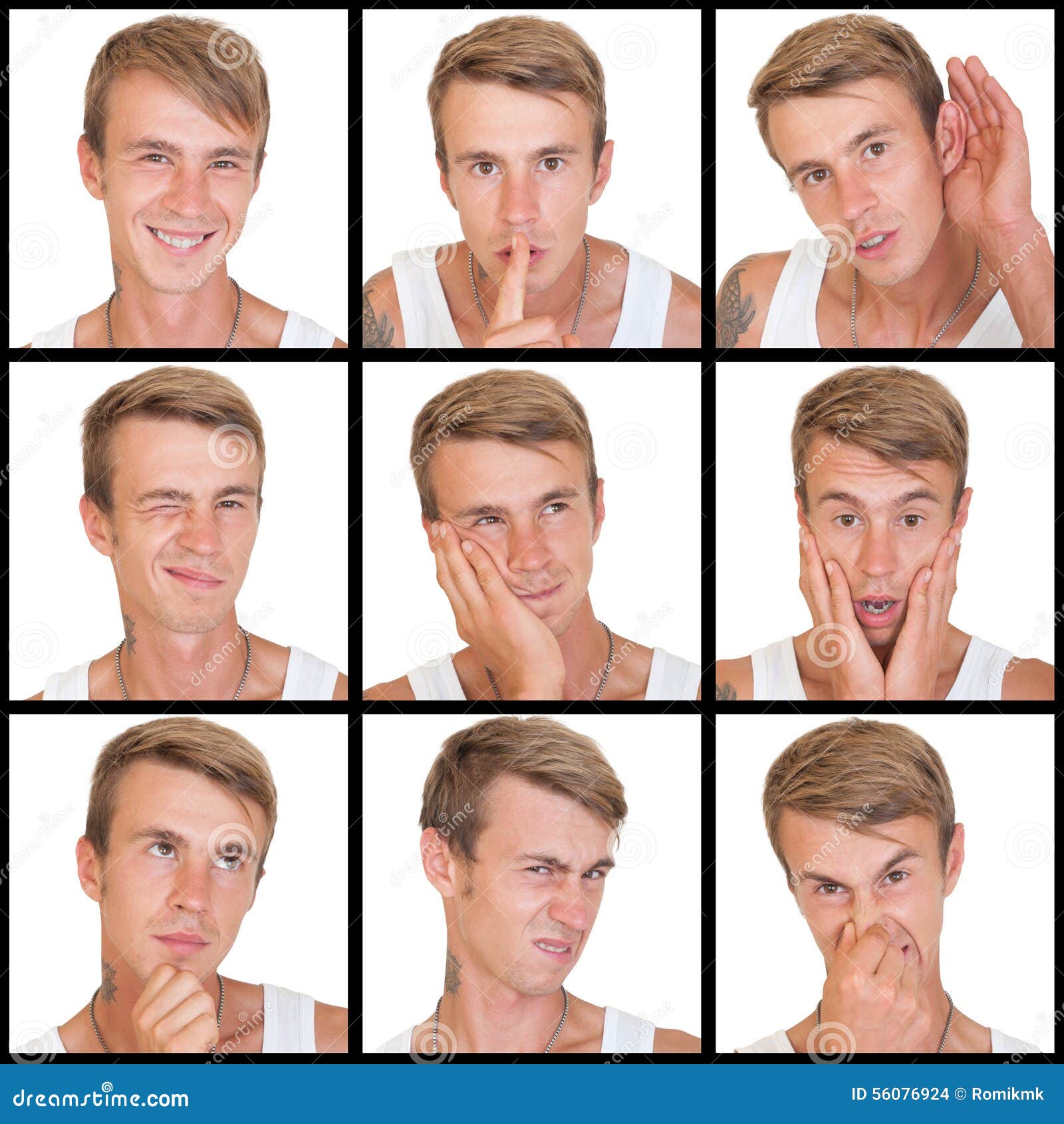Set of Emotions of Young Man Stock Photo - Image of happiness, young ...
