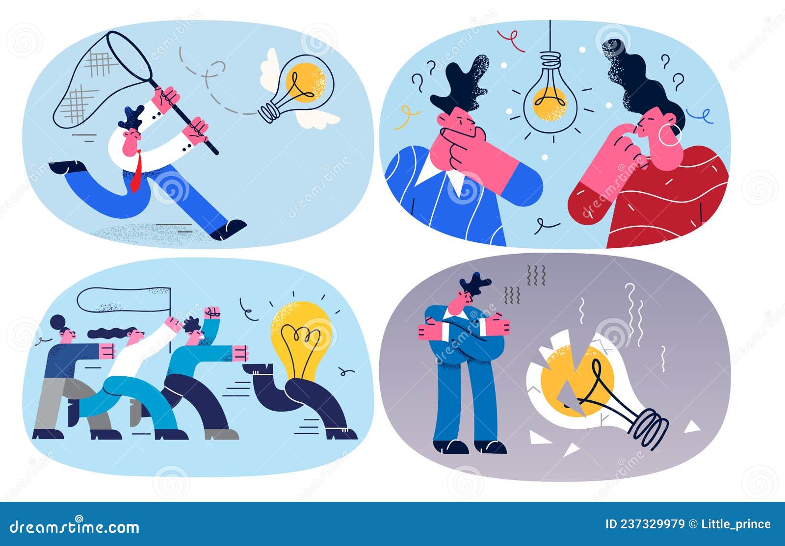 Set of Employee Feel Pensive Think of Business Idea Solution Stock ...