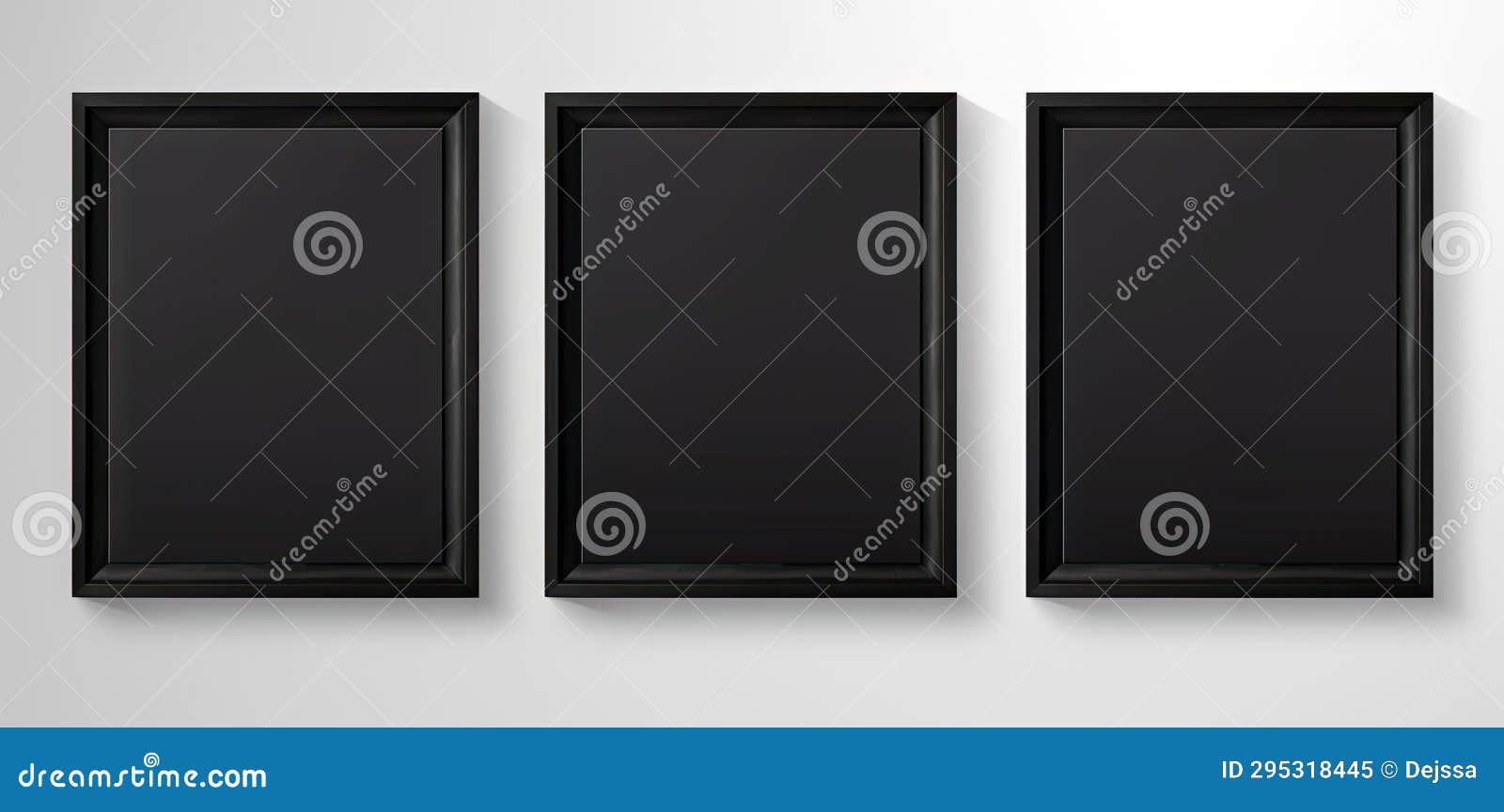 Set of Empty Black Frames with Black Blank Picture Stock Illustration ...