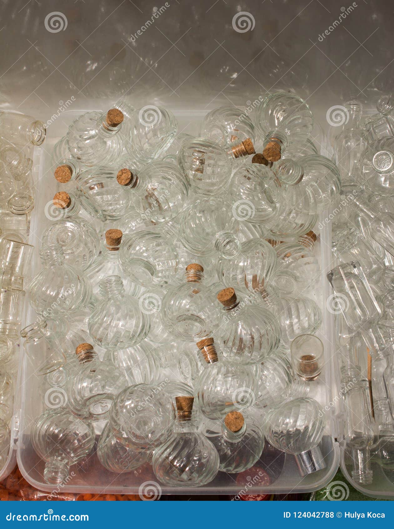 Set of Empty Bottles in a Box Stock Photo - Image of liquid, container ...