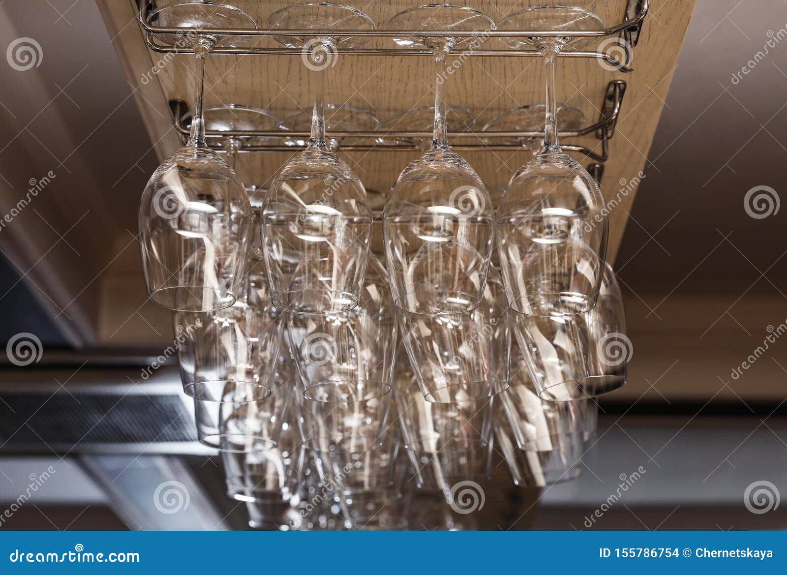 Set of empty clean glasses stock photo. Image of elegant - 155786754