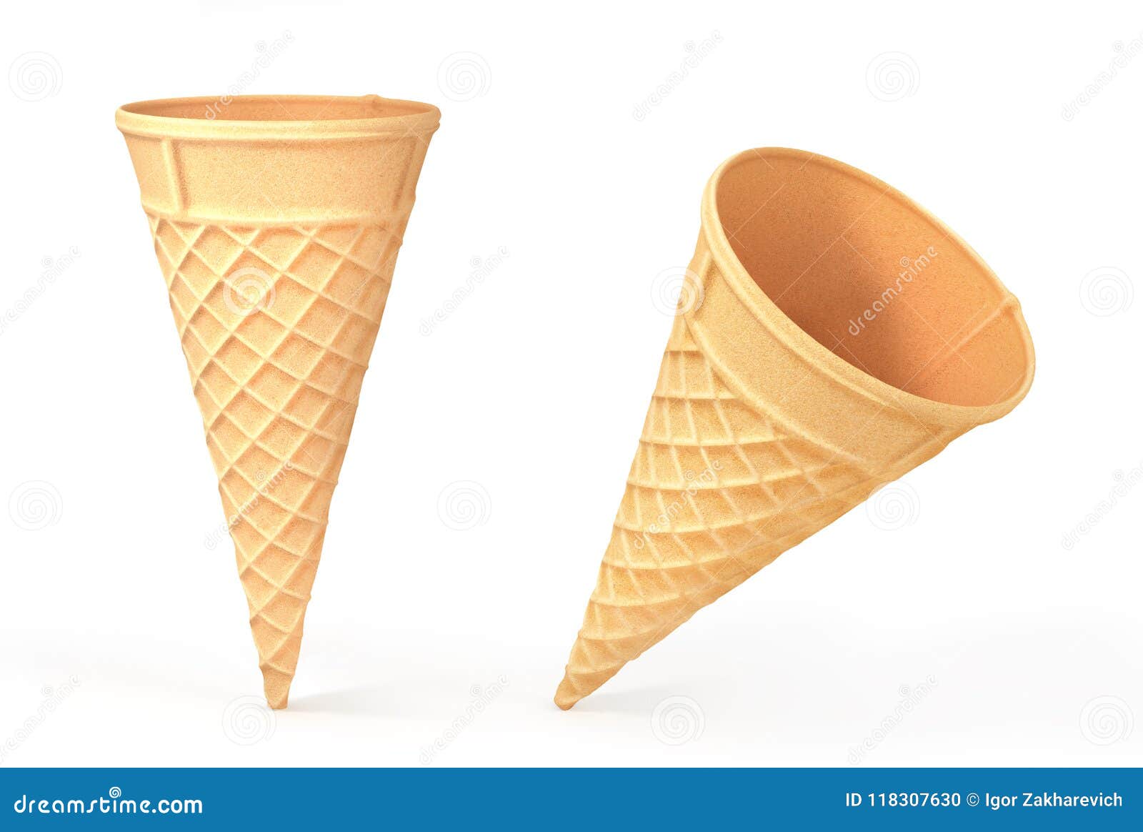 Set of Empty Cone for Ice Cream in Different View Stock Illustration ...