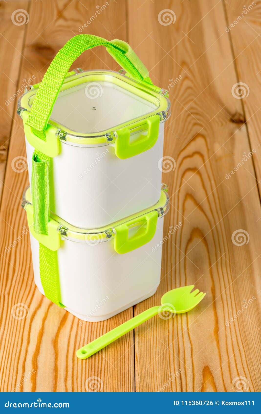 Set of Empty Containers for Food Preservation with a Fork on a W Stock ...