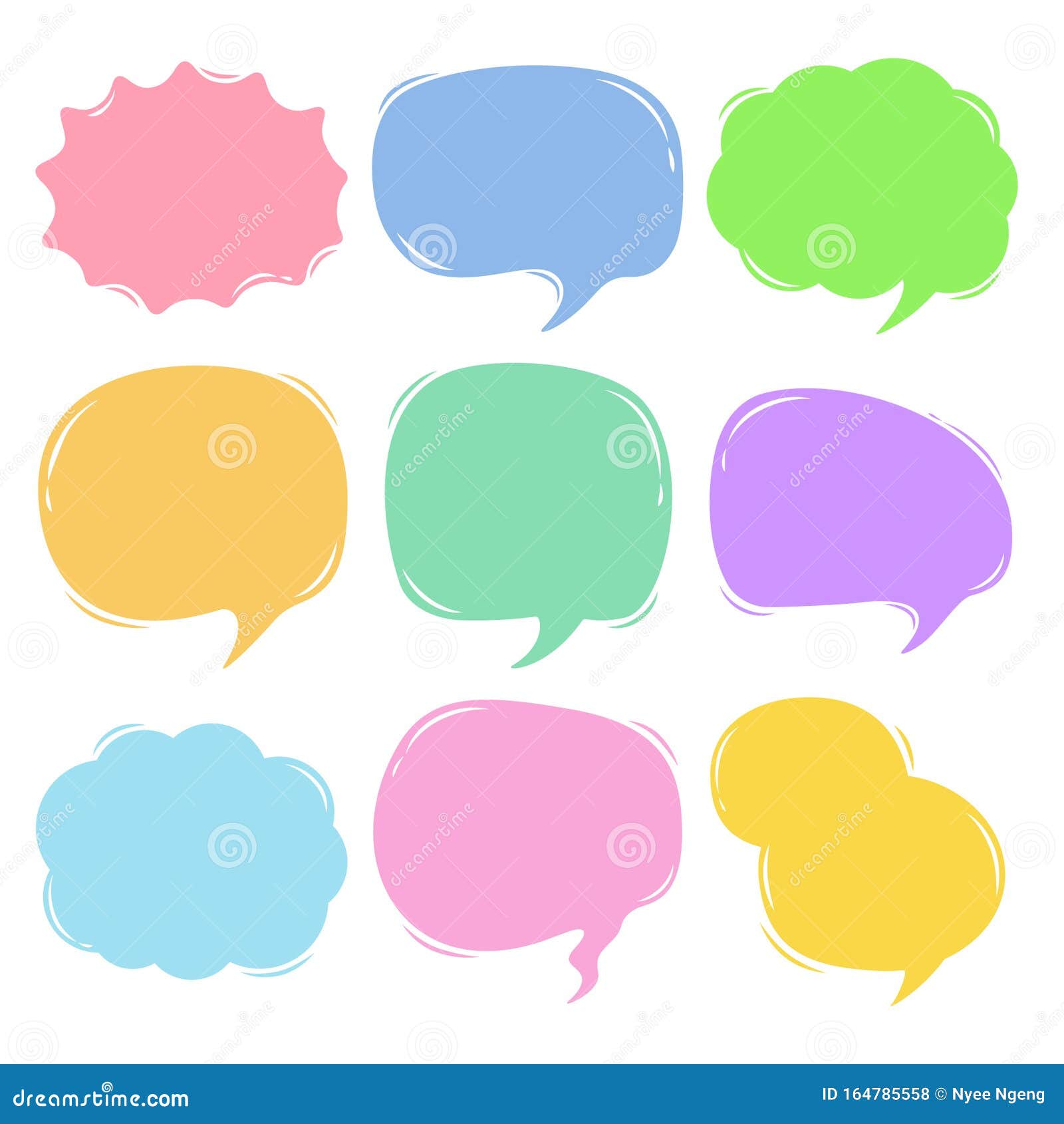 Set of Empty Cute Colorful Comic Bubbles Vector Stock Vector ...