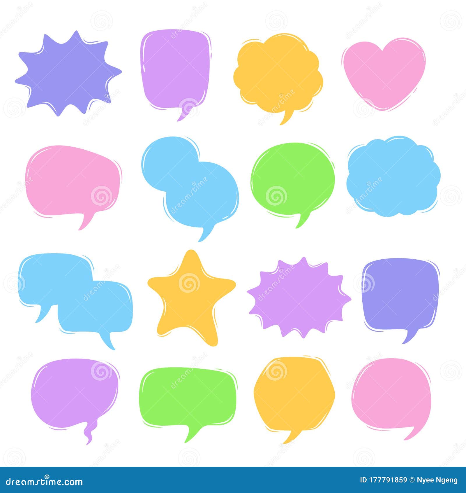 Set of Empty Cute Colorful Comic Bubbles Vector Stock Vector ...