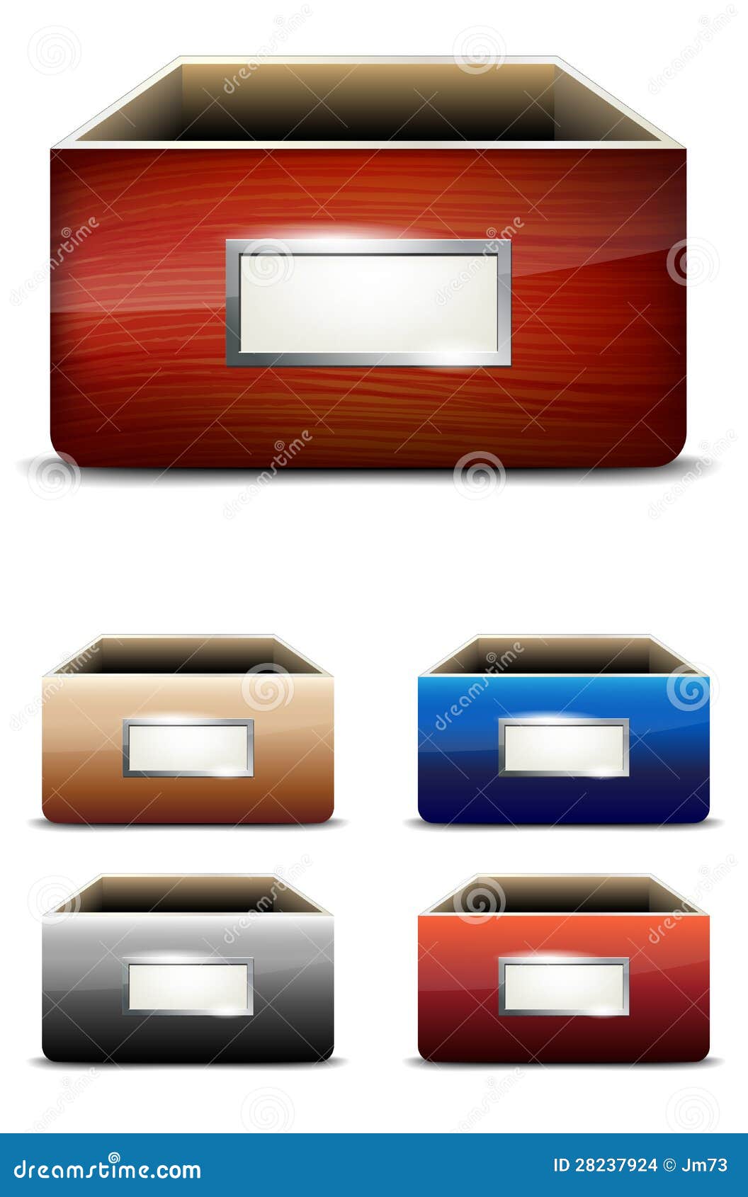Set of Empty Drawers with Label Stock Vector - Illustration of shiny ...