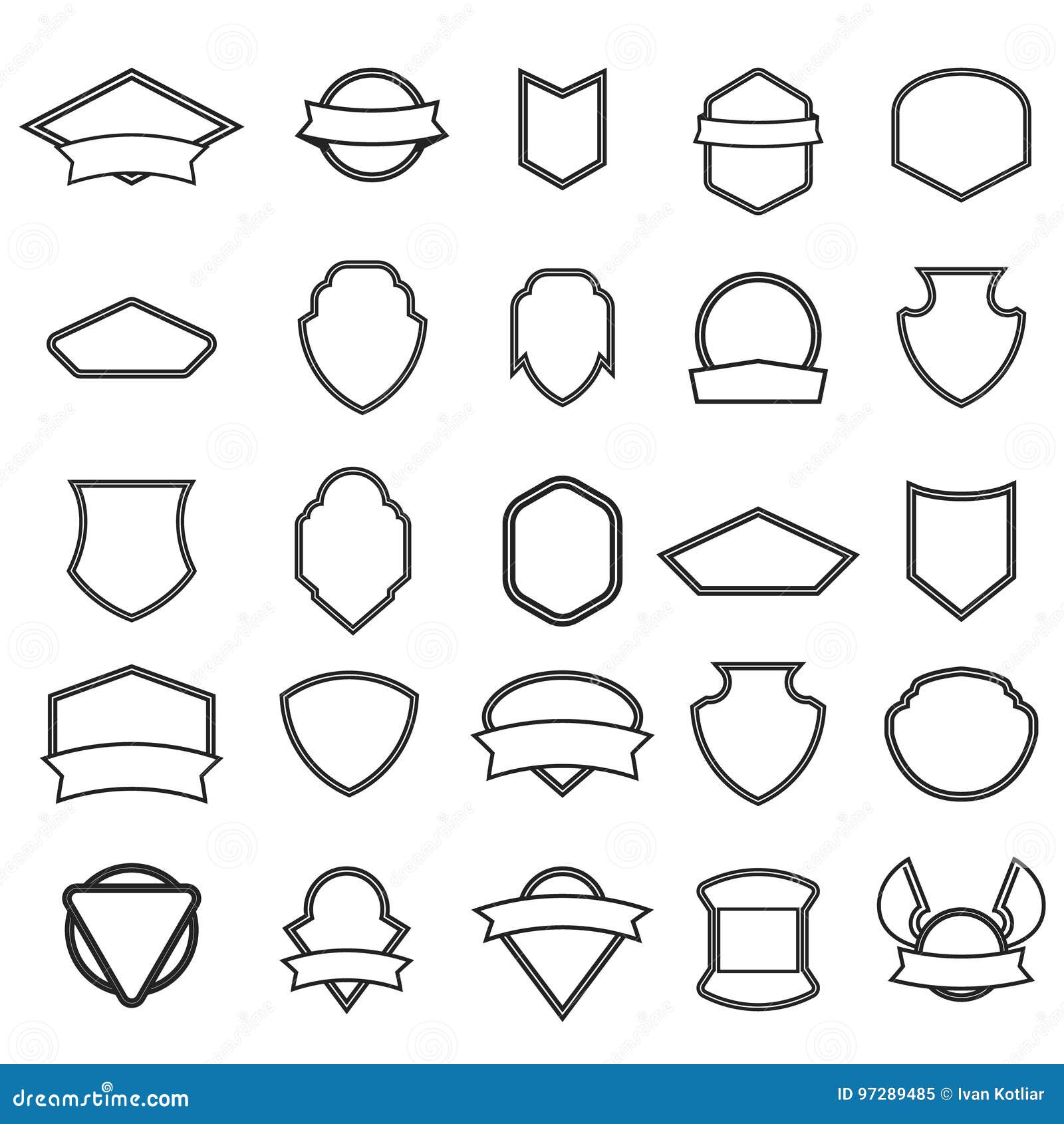 Set of the Empty Emblems Isolated on White Background. Design Stock ...