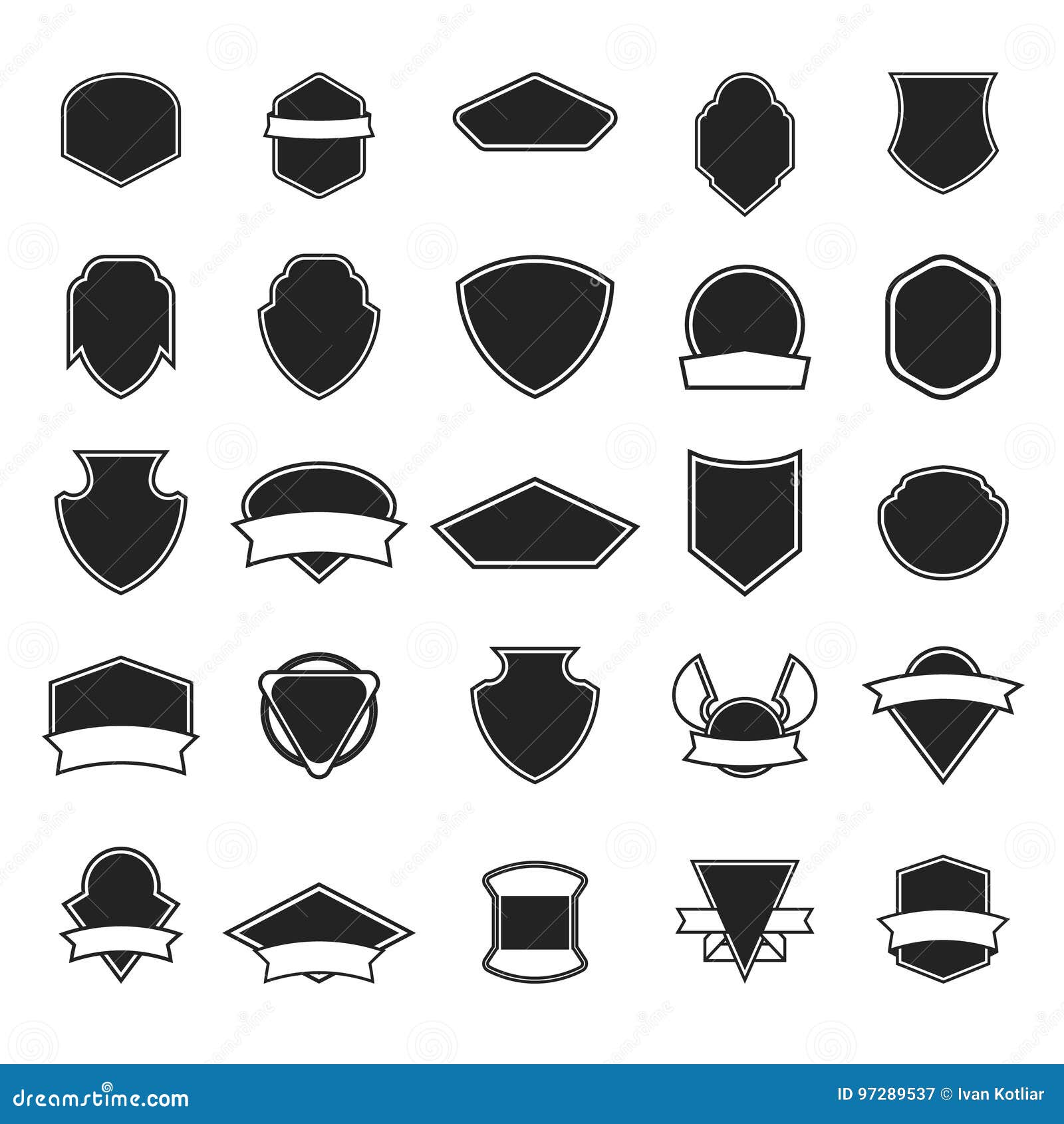 Set of the Empty Emblems Isolated on White Background. Design Stock ...