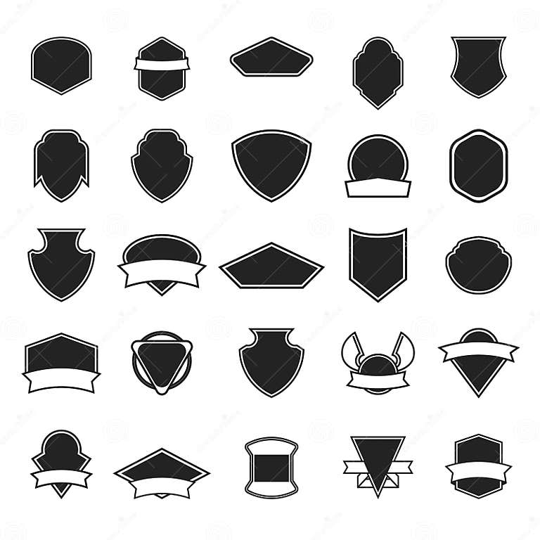 Set of the Empty Emblems Isolated on White Background. Design Stock ...