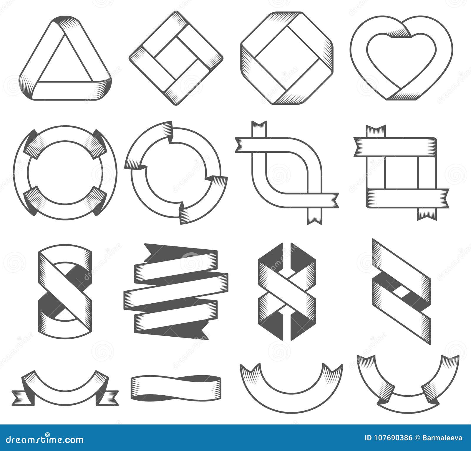 Set of Empty Emblems, Ribbons. Design Elements for Logo, Badge, Sign ...