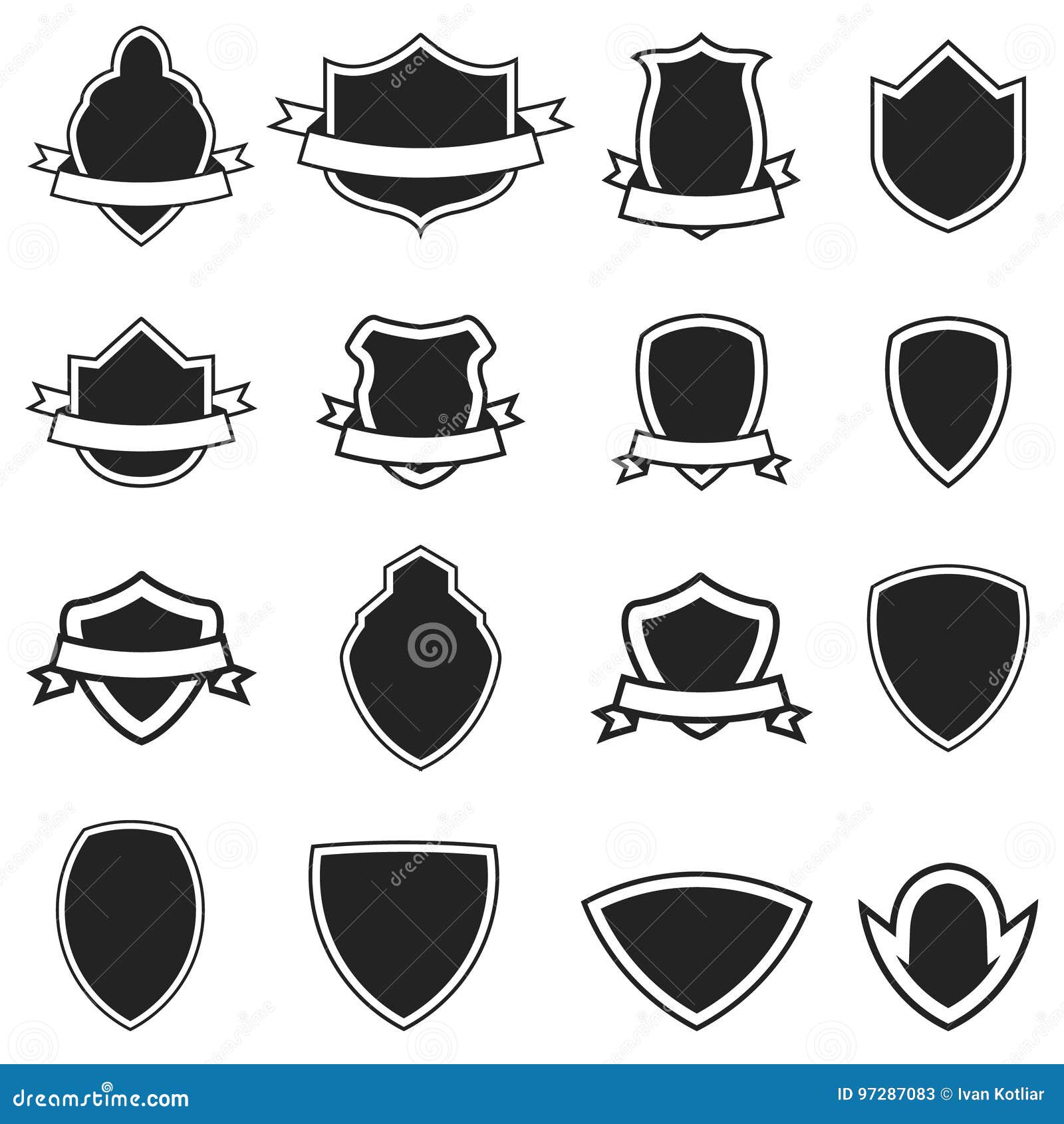 Set of the Empty Emblems Templates Isolated on White Background. Stock ...