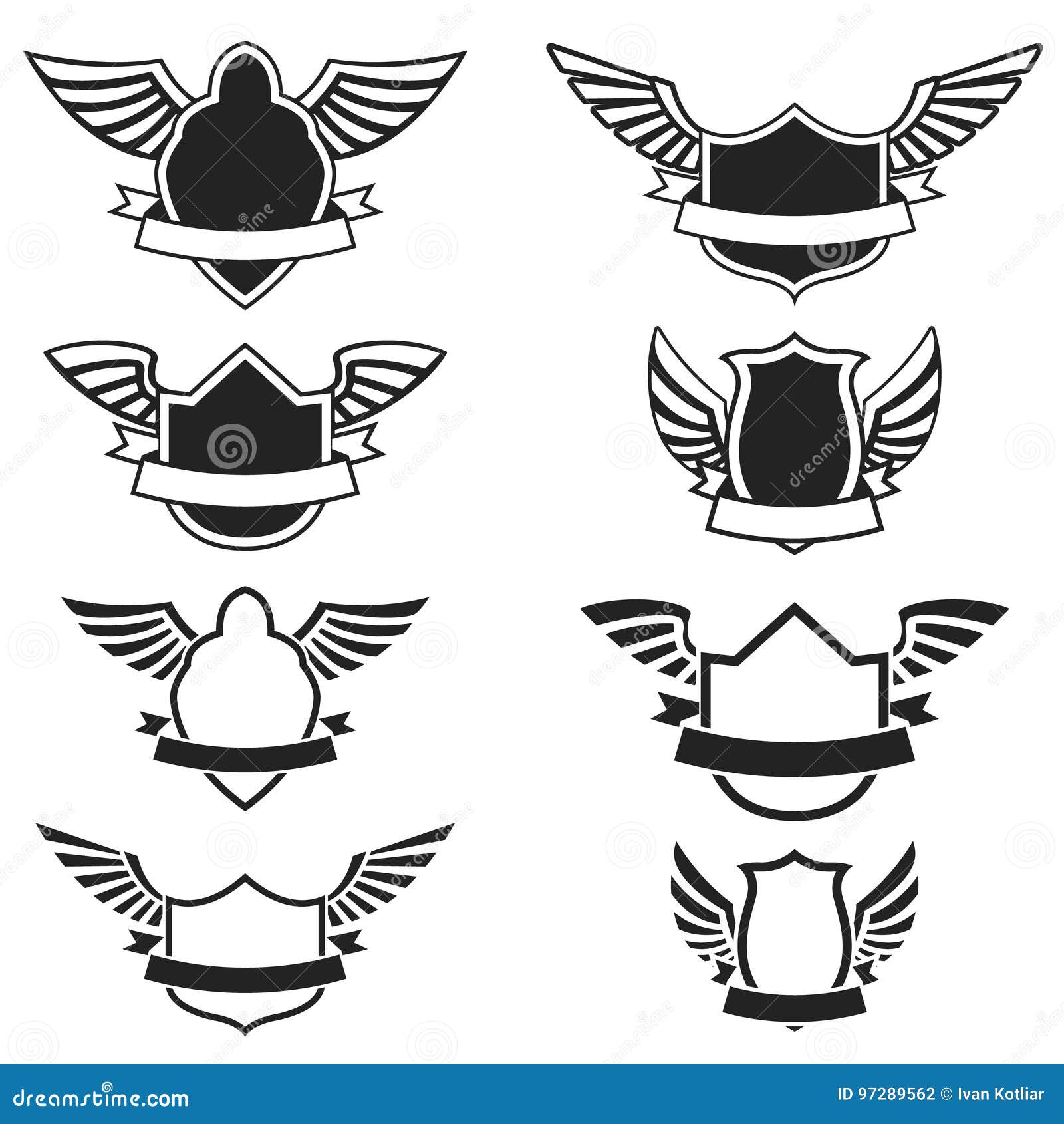 Set of the Empty Emblems with Wings. Design Elements for Logo, L Stock ...