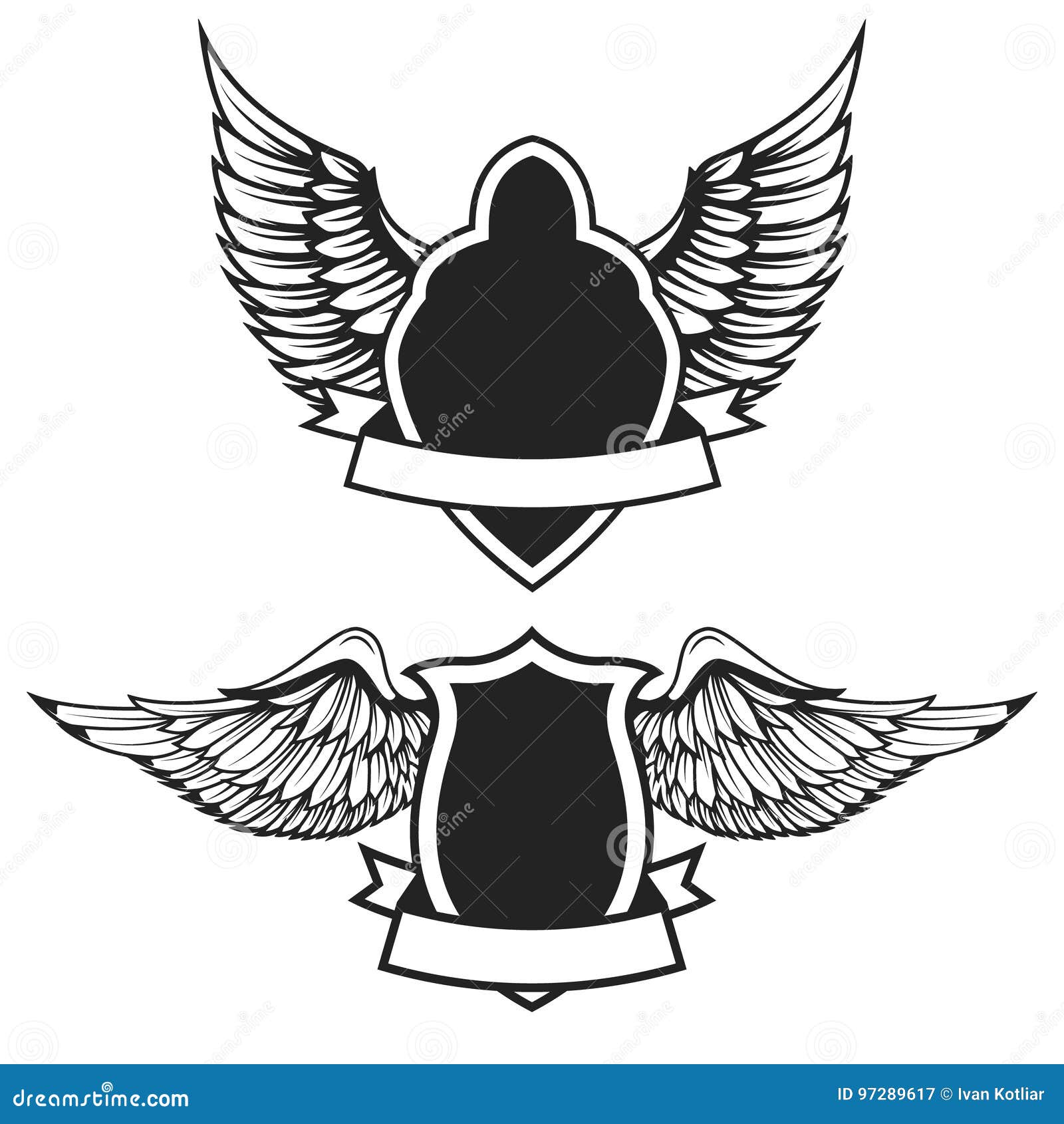 Set of the Empty Emblems with Wings. Design Elements for Logo, Stock ...