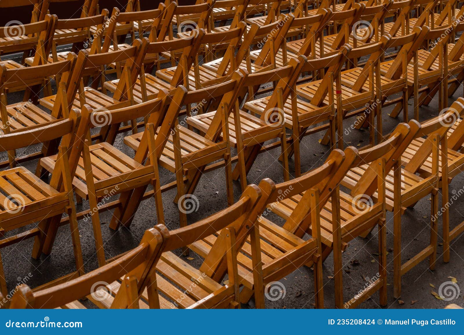 Set of Empty Folding Chairs Lined Up before an Event. Stock Photo ...