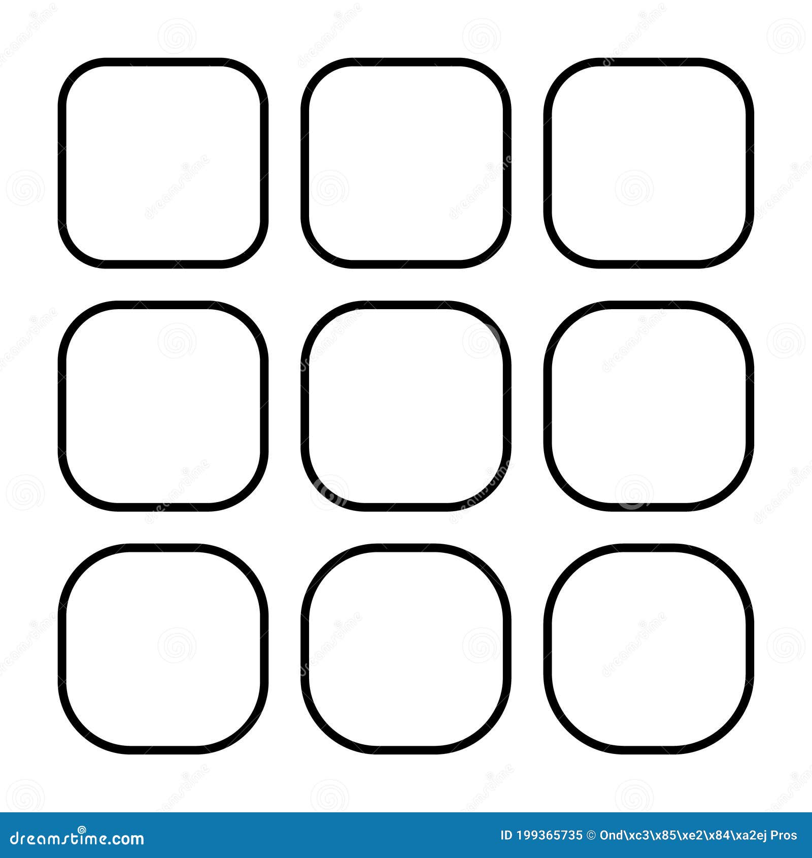 Set of Empty Frame, Collection of Outline Border Design Isolated on ...