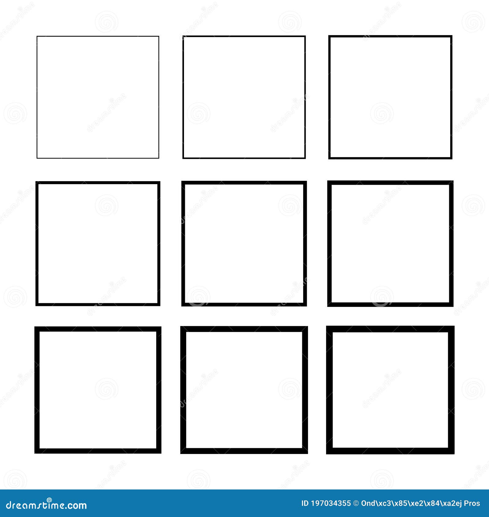 Set of Empty Frame, Collection of Outline Border Design Isolated on ...