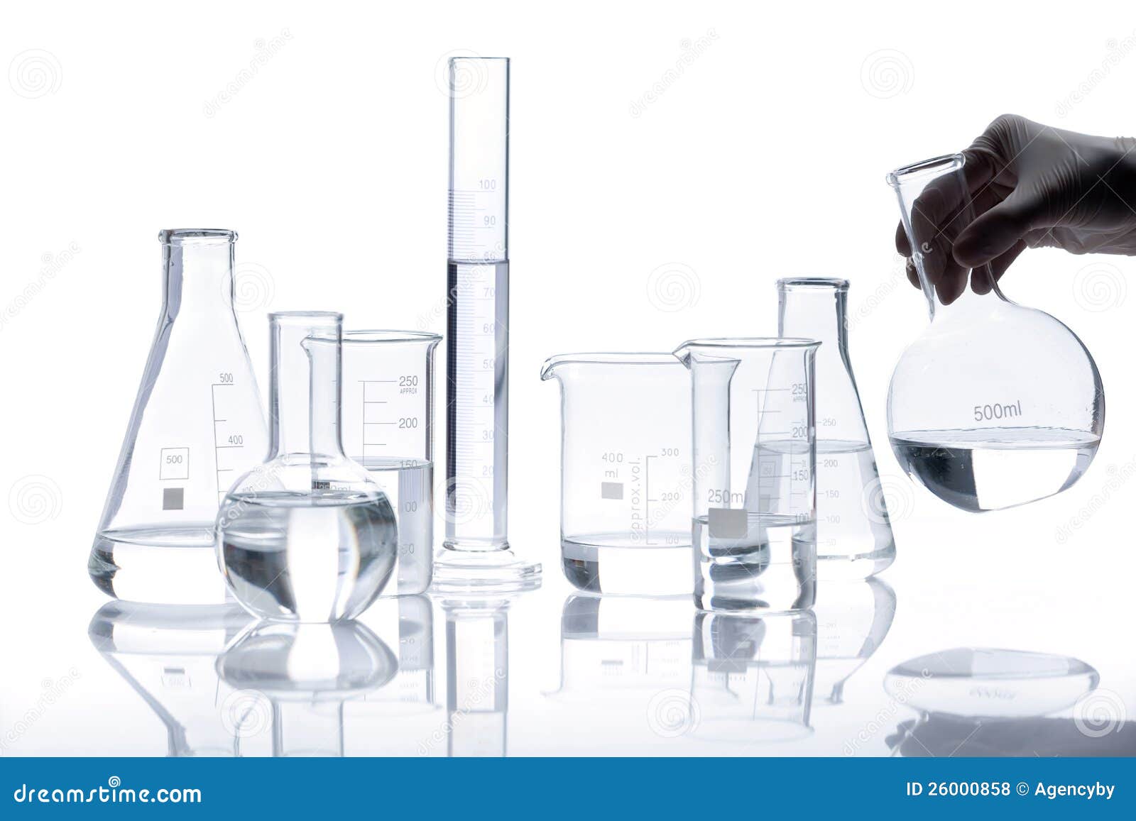 Set of empty glass flasks stock photo. Image of discovery - 26000858