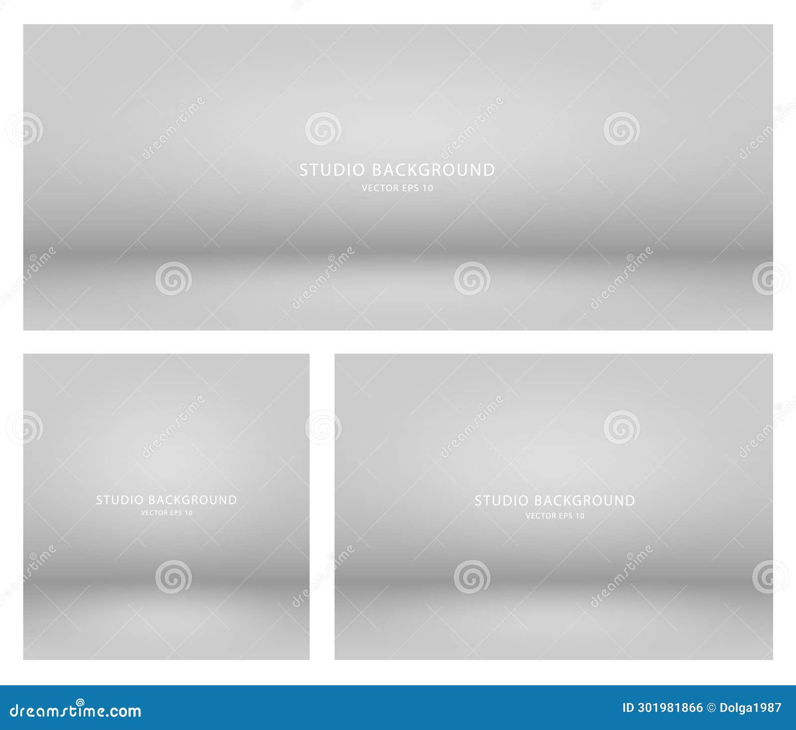 Set Of Studio Backgrounds. Empty Studio In Red, White, Blue Color ...