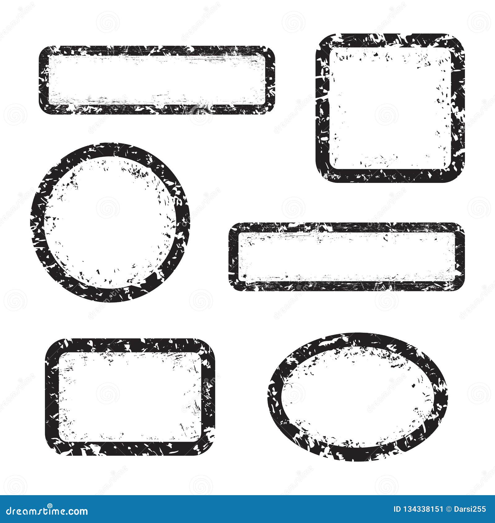 Set of Empty Grunge Stamp, Graphic Design Elements, Black Isolated on ...