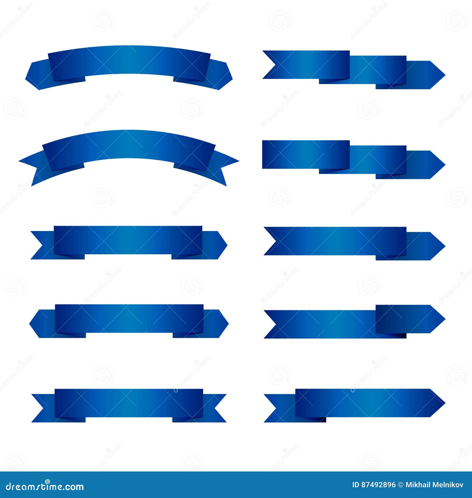 Set of Empty Navy Blue Ribbons with Place for Text Stock Vector ...