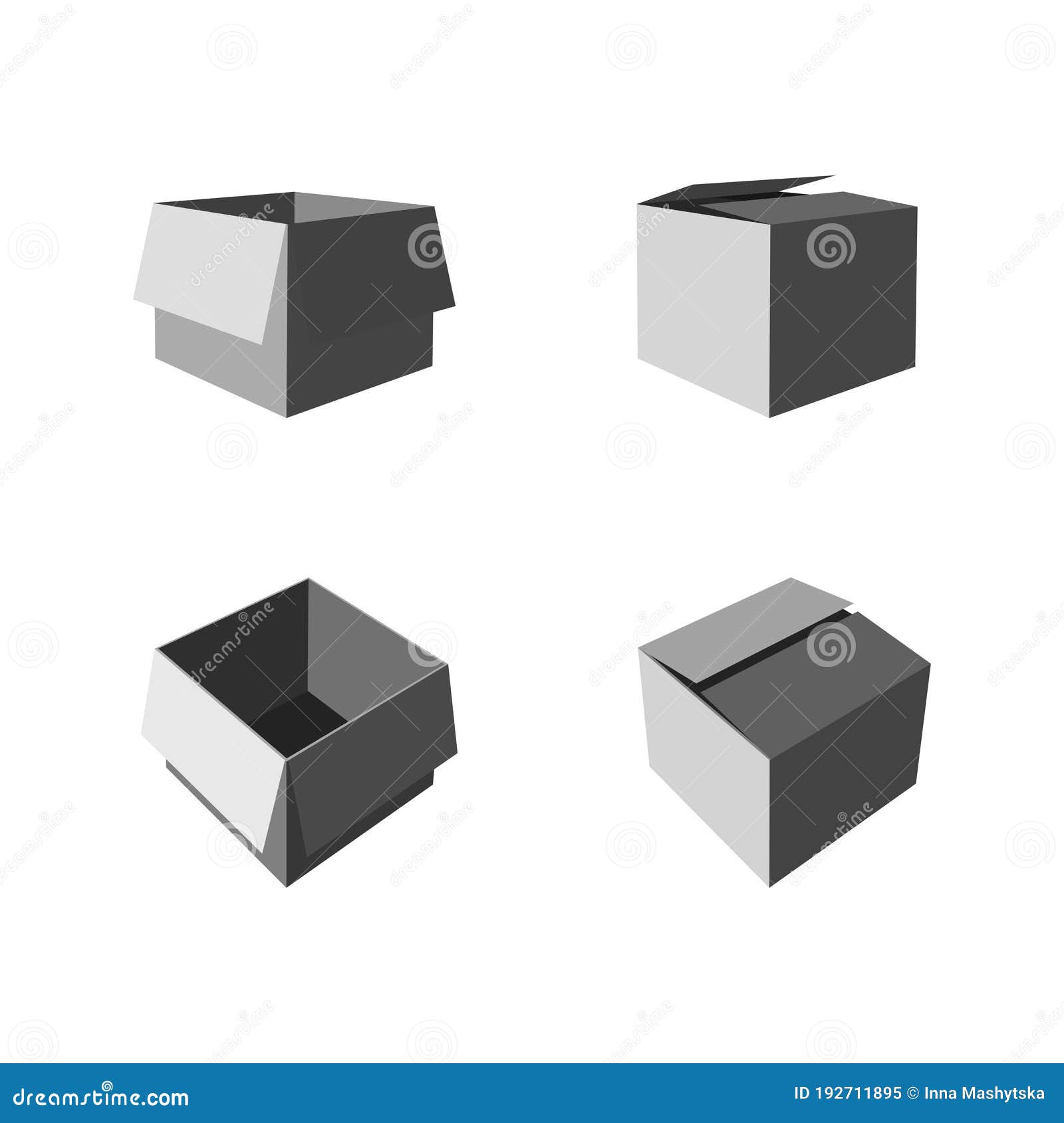 Isometry A Set Of Cardboard Boxes Of Various Shapes, Closed And Open ...