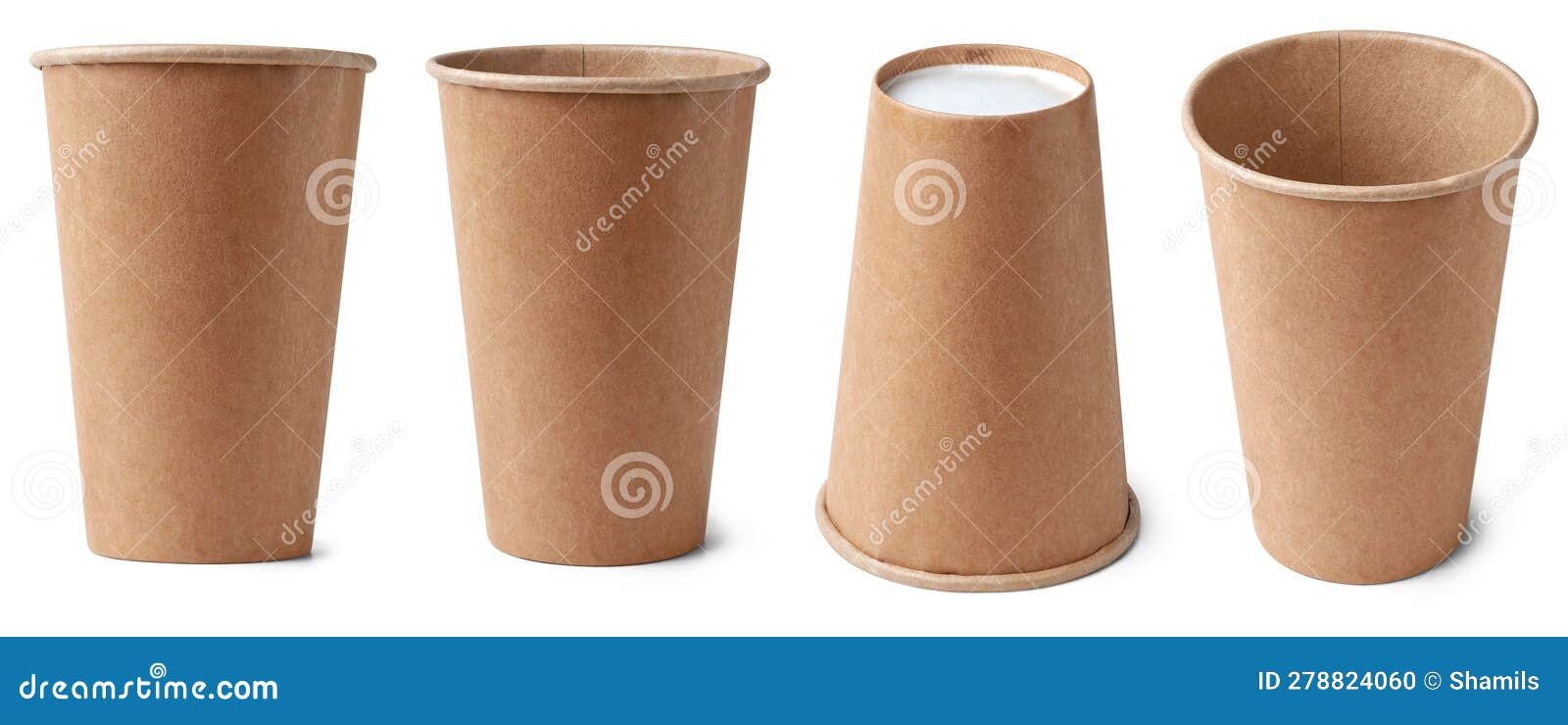 Set of Empty Paper Cups Isolated Objects Stock Photo - Image of ...