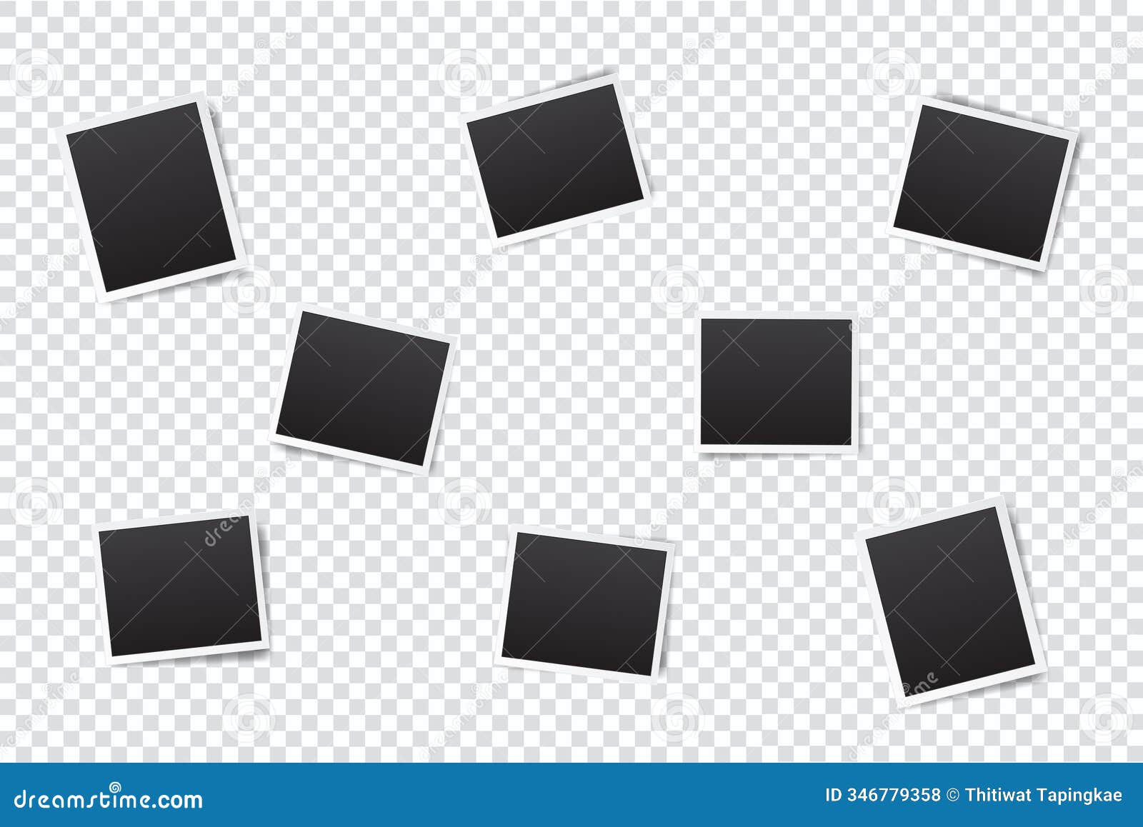 Set of Empty Photo Frame with White Border and Black Rectangle Element ...