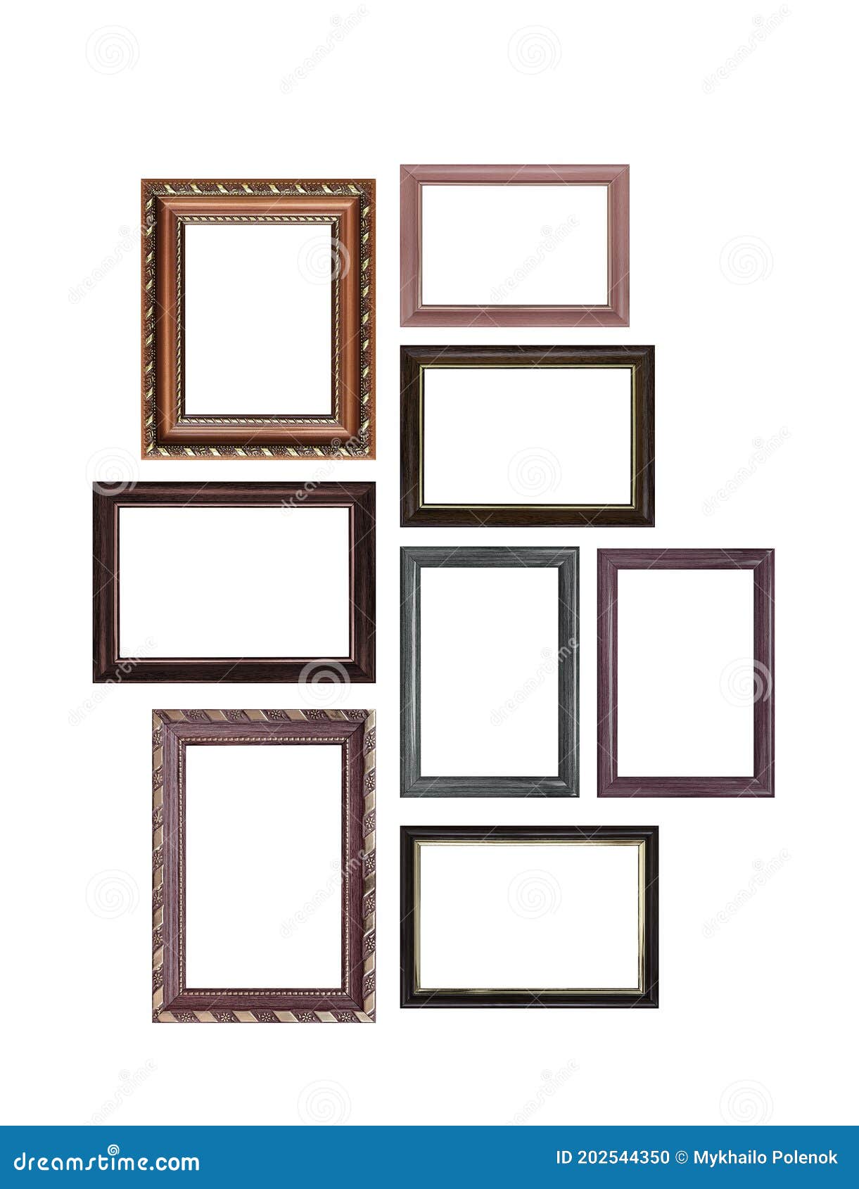 Set of Empty Picture Frames with Free Space Inside, Isolated on White ...
