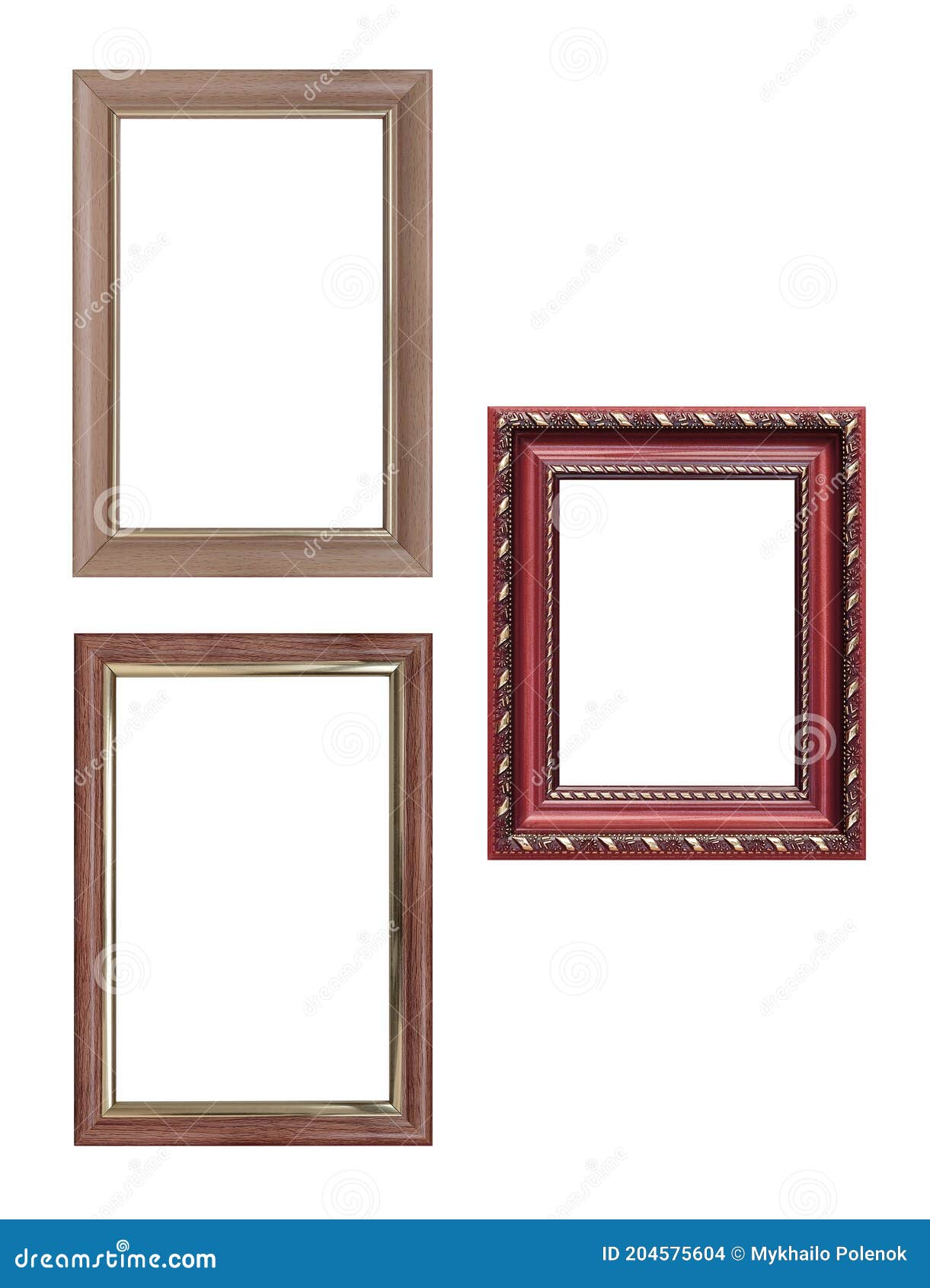 Set of Empty Picture Frames with Free Space Inside, Isolated on White ...