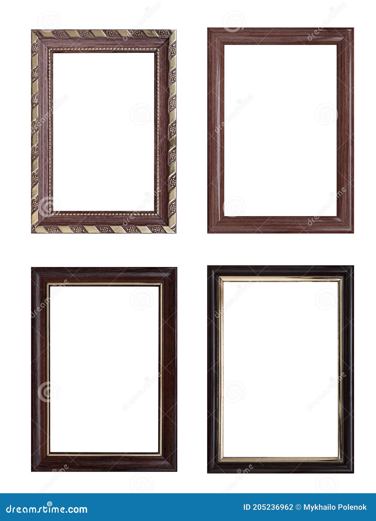 Set of Empty Picture Frames with Free Space Inside, Isolated on White ...