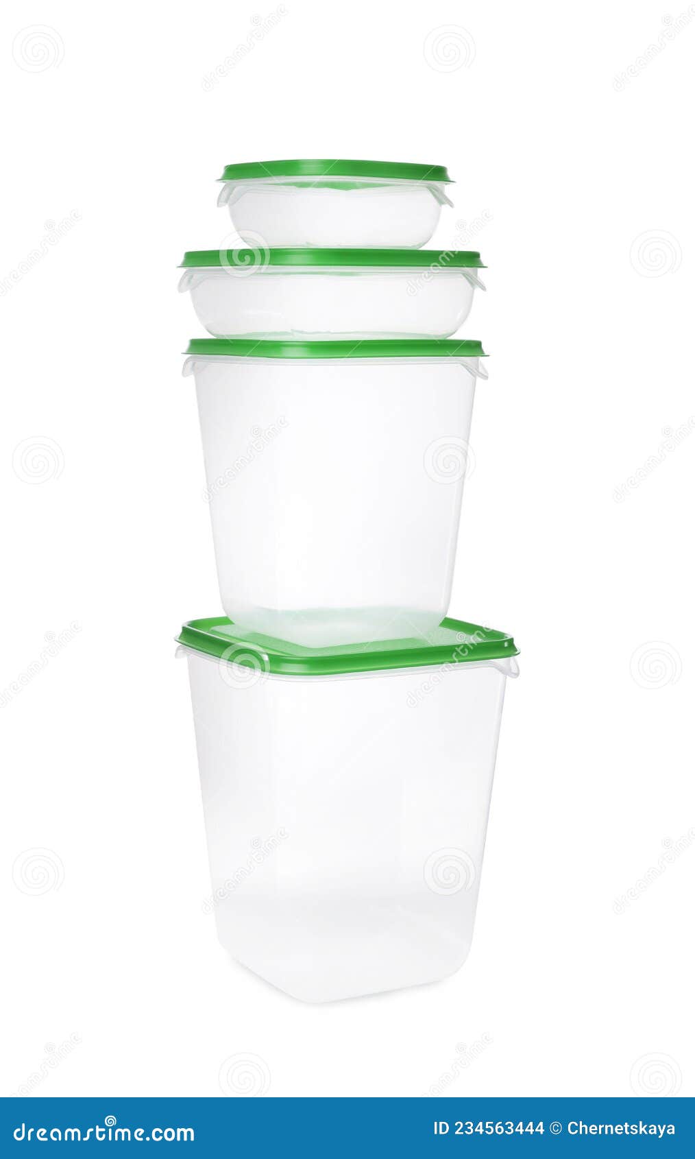 Set of Empty Plastic Containers for Food on White Background Stock ...