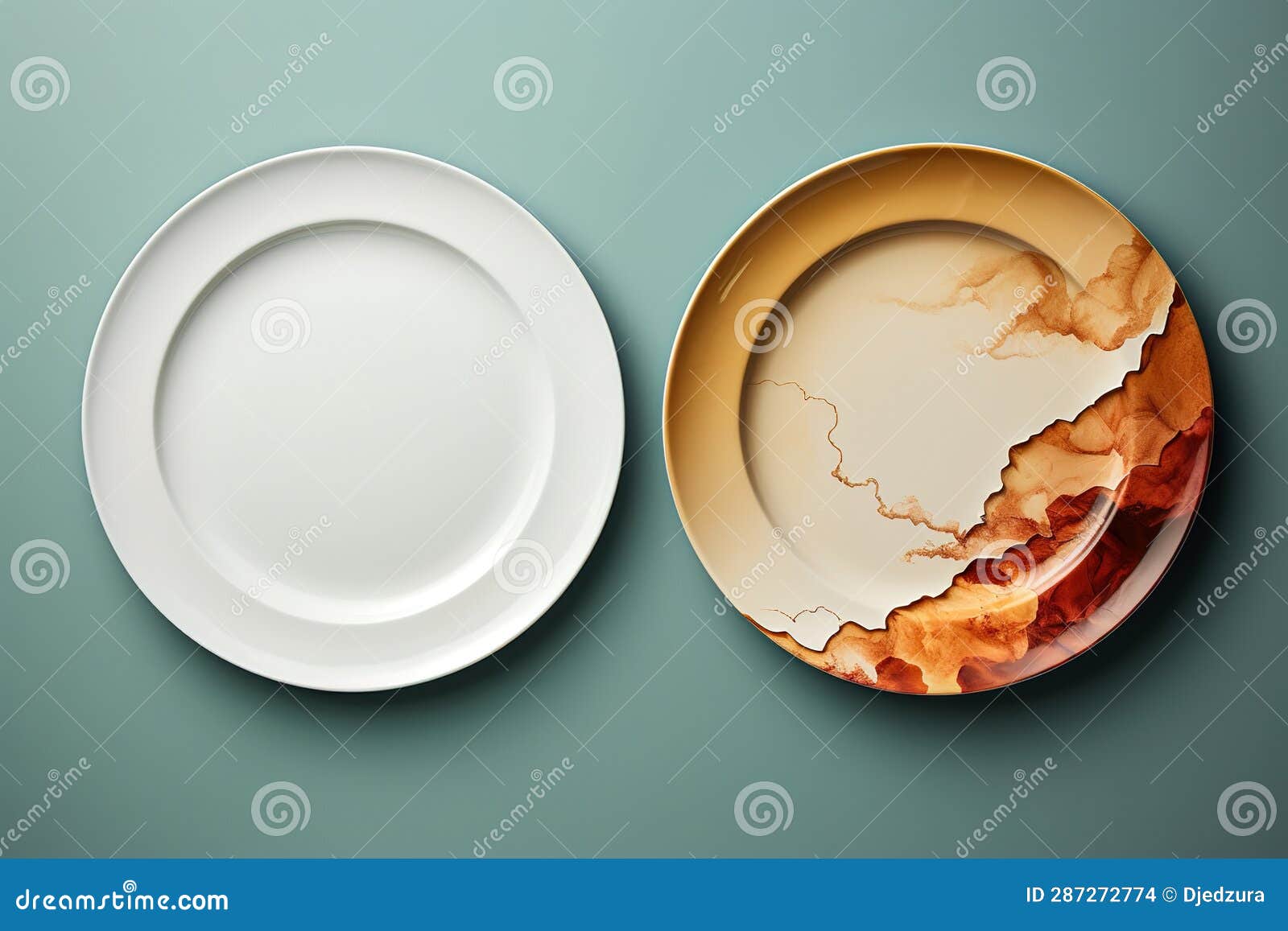Set of Empty Plates Flat Lay Stock Photo - Image of dining, layout ...