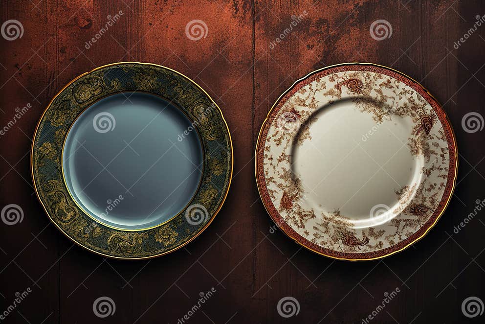 Set of Empty Plates Flat Lay Stock Photo - Image of flat, plates: 287272988