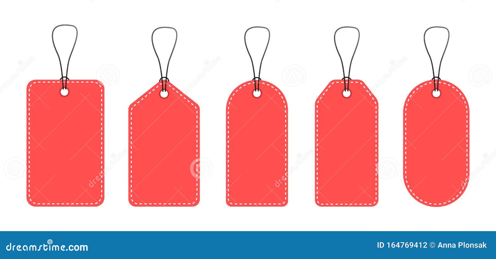 A Set of Empty Price Tags. Red Price Tags Stock Illustration ...
