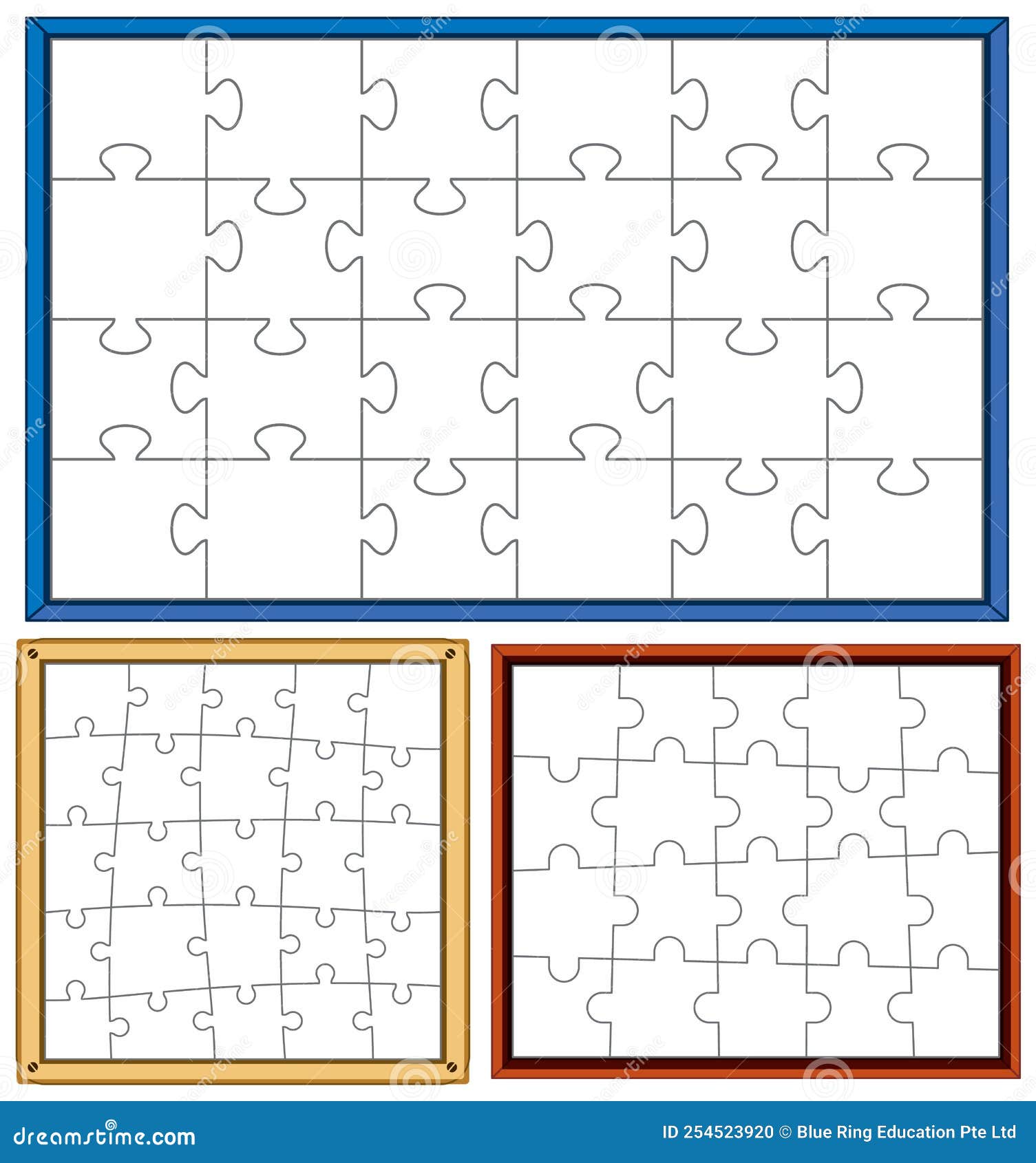 Set of Empty Puzzle with Frame Stock Vector - Illustration of empty ...