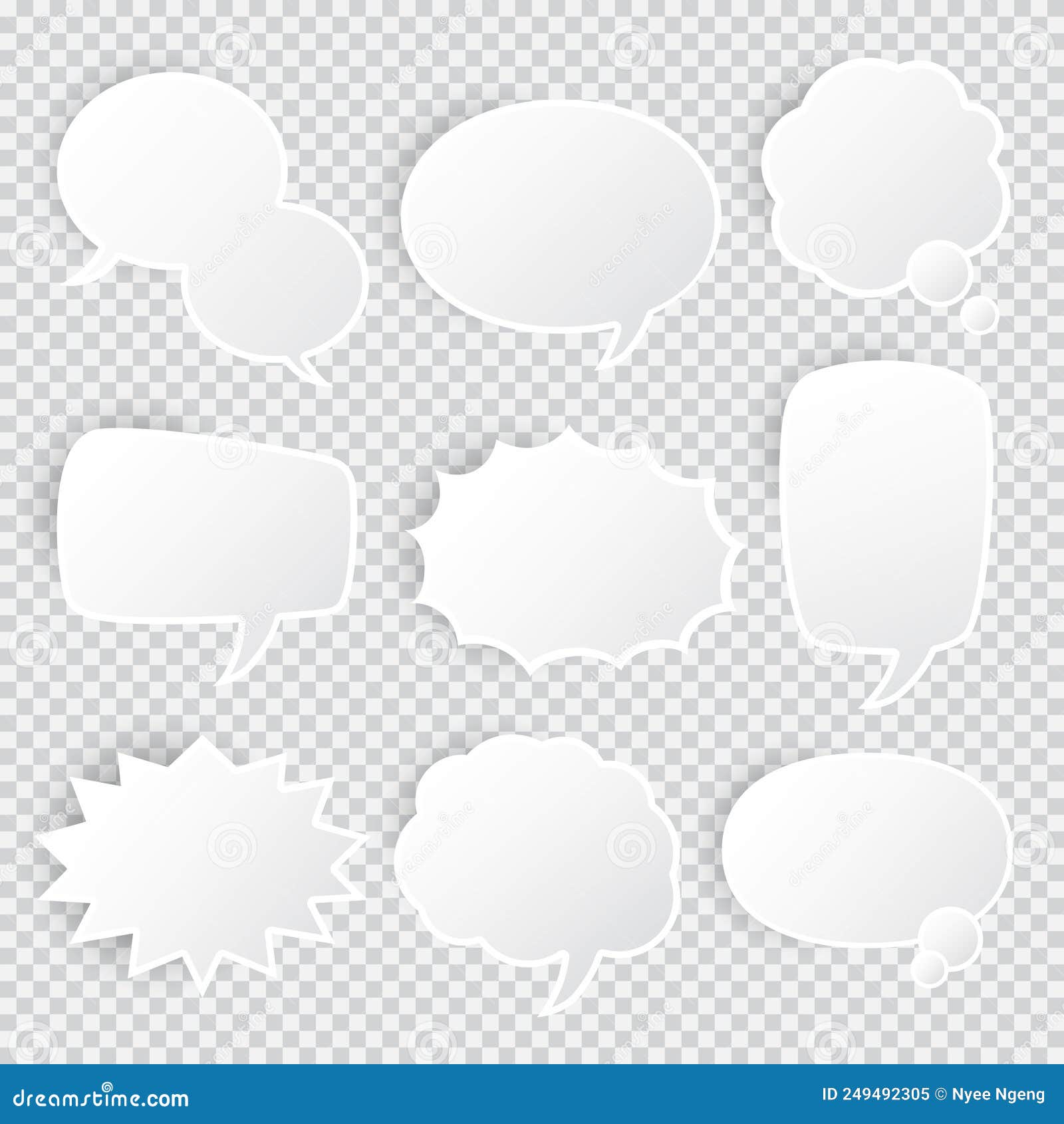 Set of Empty Realistic Comic Bubbles Stock Vector - Illustration of ...