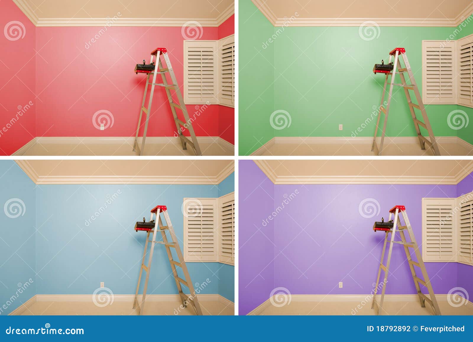 Set of Empty Rooms Painted in Variety of Colors Stock Photo - Image of ...