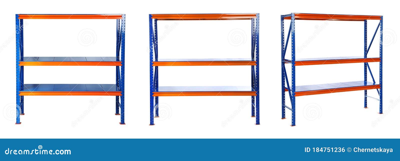 Set with Empty Shelving Units on Background, Banner Design Stock Photo ...