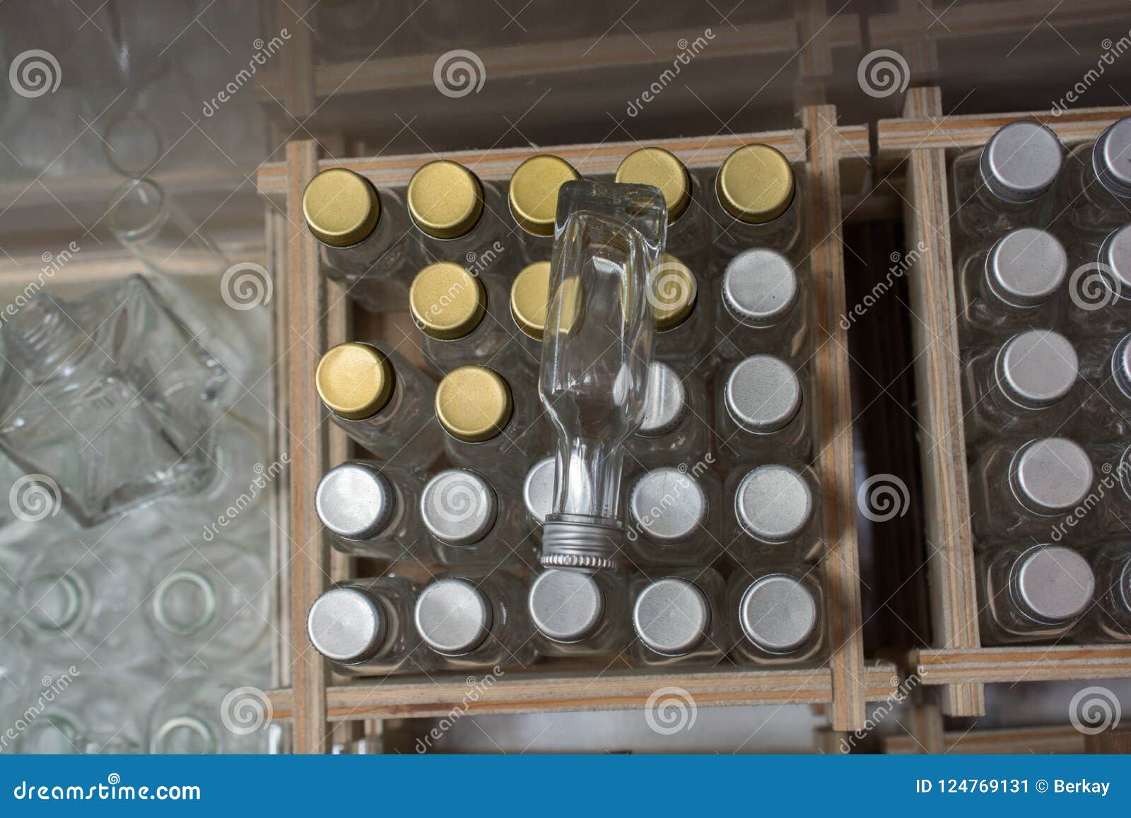 Set of Empty Bottles in a Box Stock Image - Image of collection ...