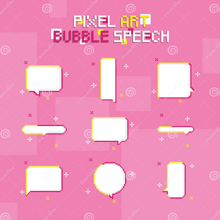Set of Empty Speech Bubbles Pixel Art Vector Stock Illustration ...