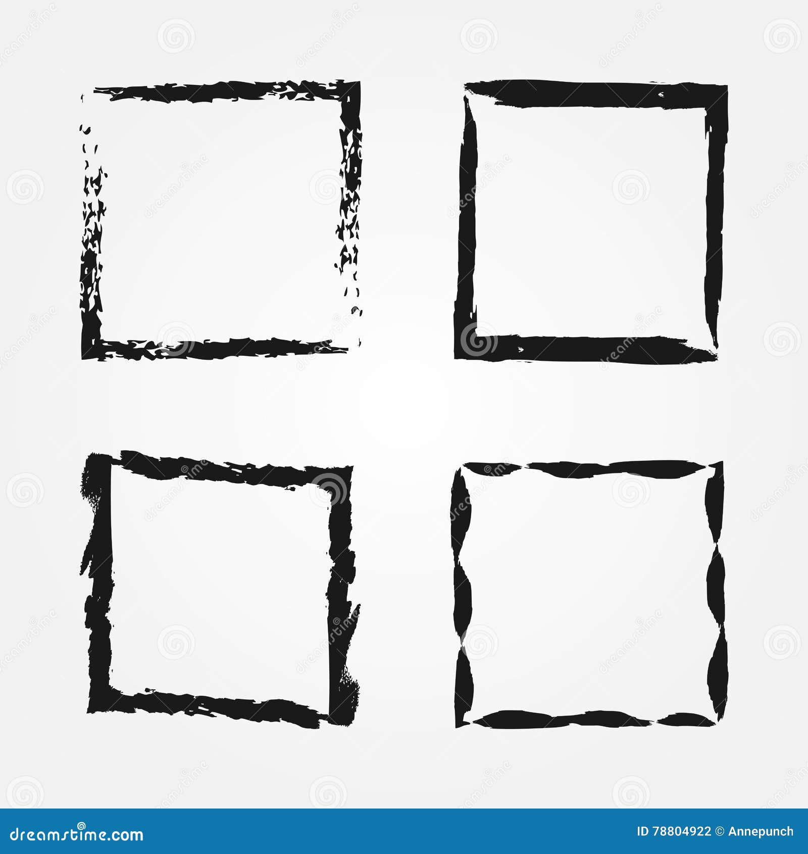 A Set of Empty Square Frame. Grunge, Rough Brush Stock Vector ...