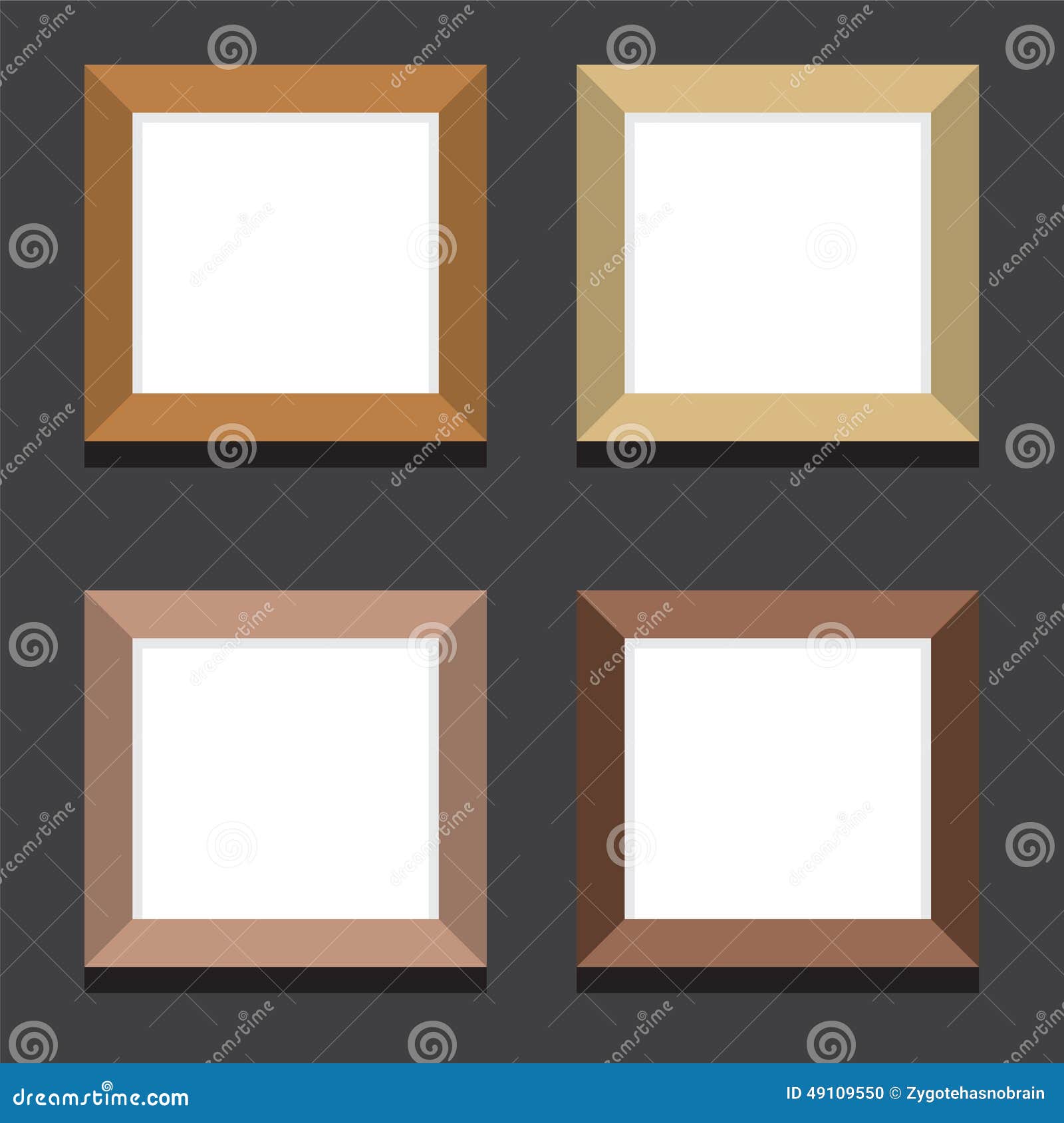 Set of Empty Square Picture Frames on Black Background Stock Vector ...