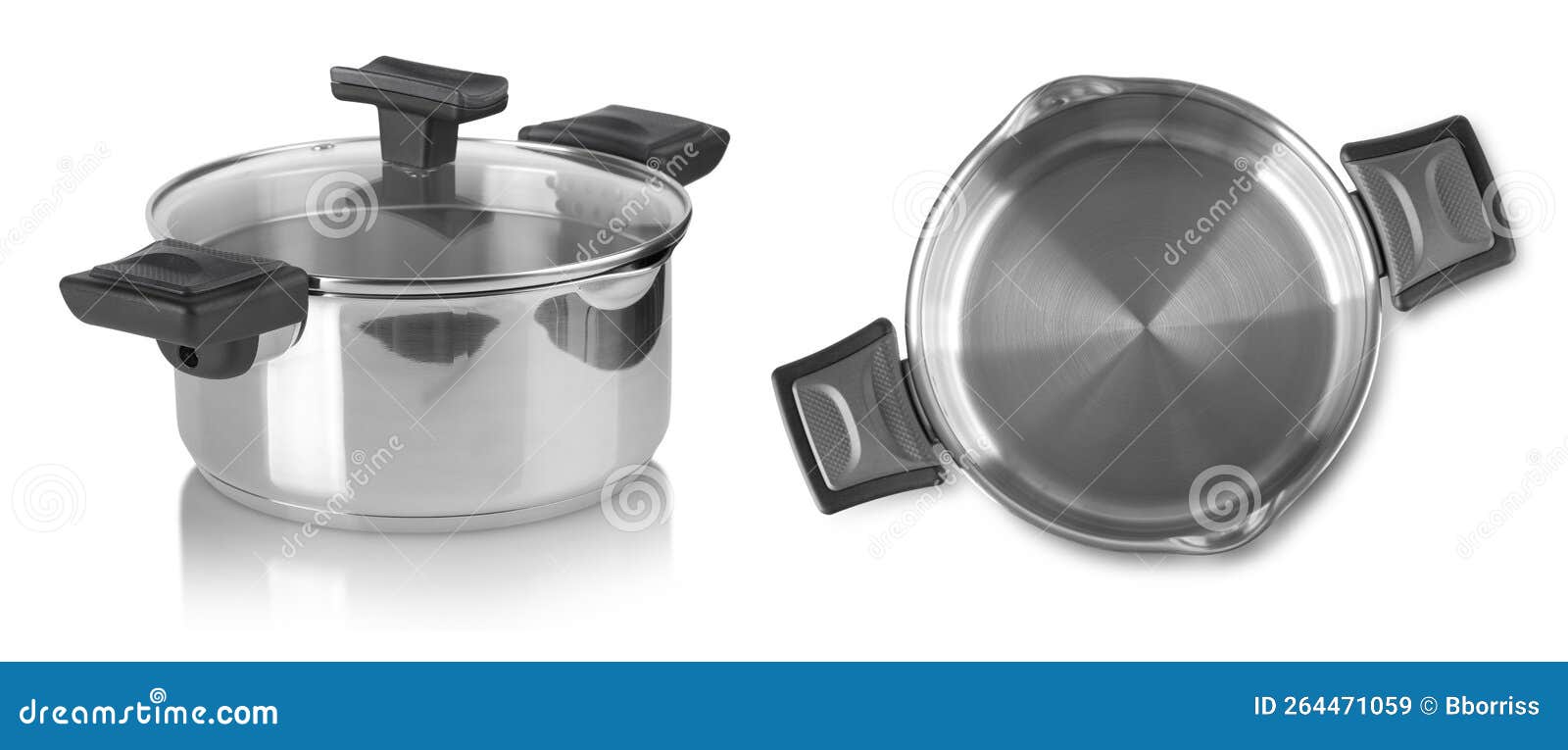 Set of Empty Steel Cooking Pot Isolated on White Stock Image - Image of ...