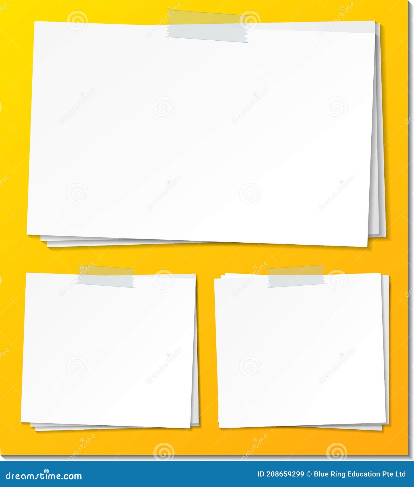 Set of Empty Sticky Note Paper Template Stock Vector - Illustration of ...