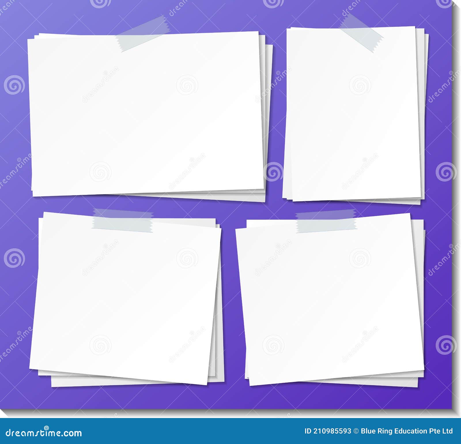 Set of Empty Sticky Note Paper Template Stock Vector - Illustration of ...