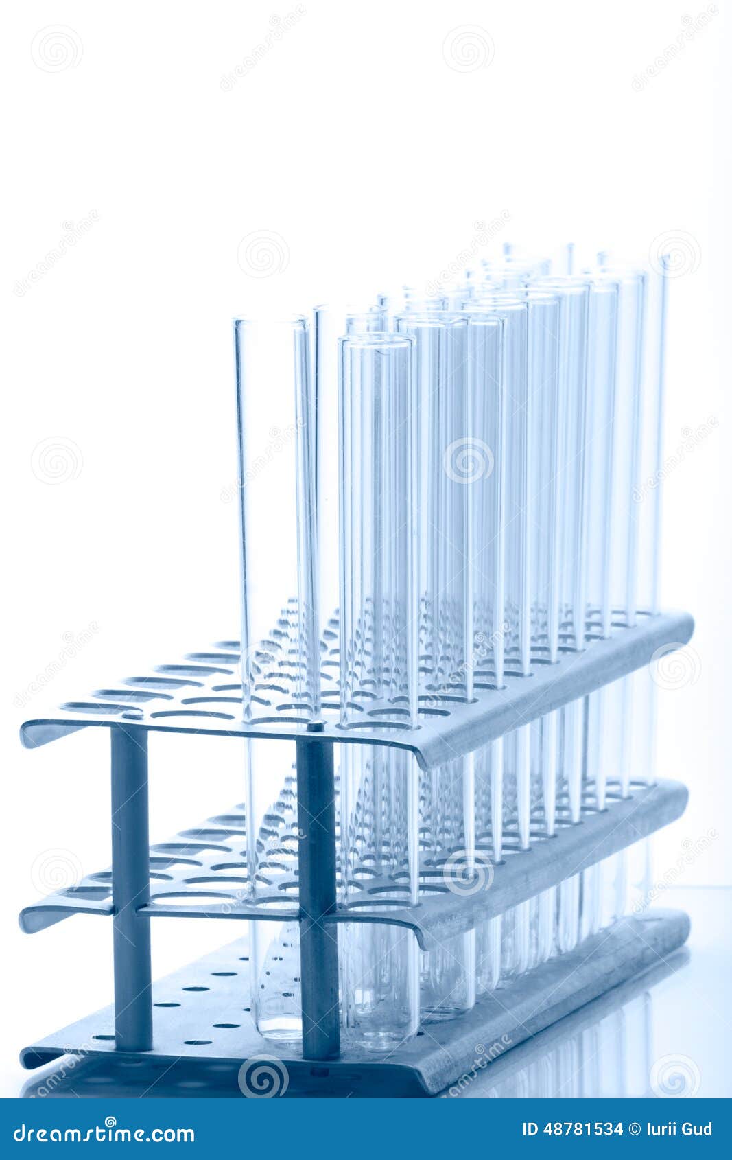 Set of Empty Test Lab Tubes on Stand Stock Photo - Image of blue ...